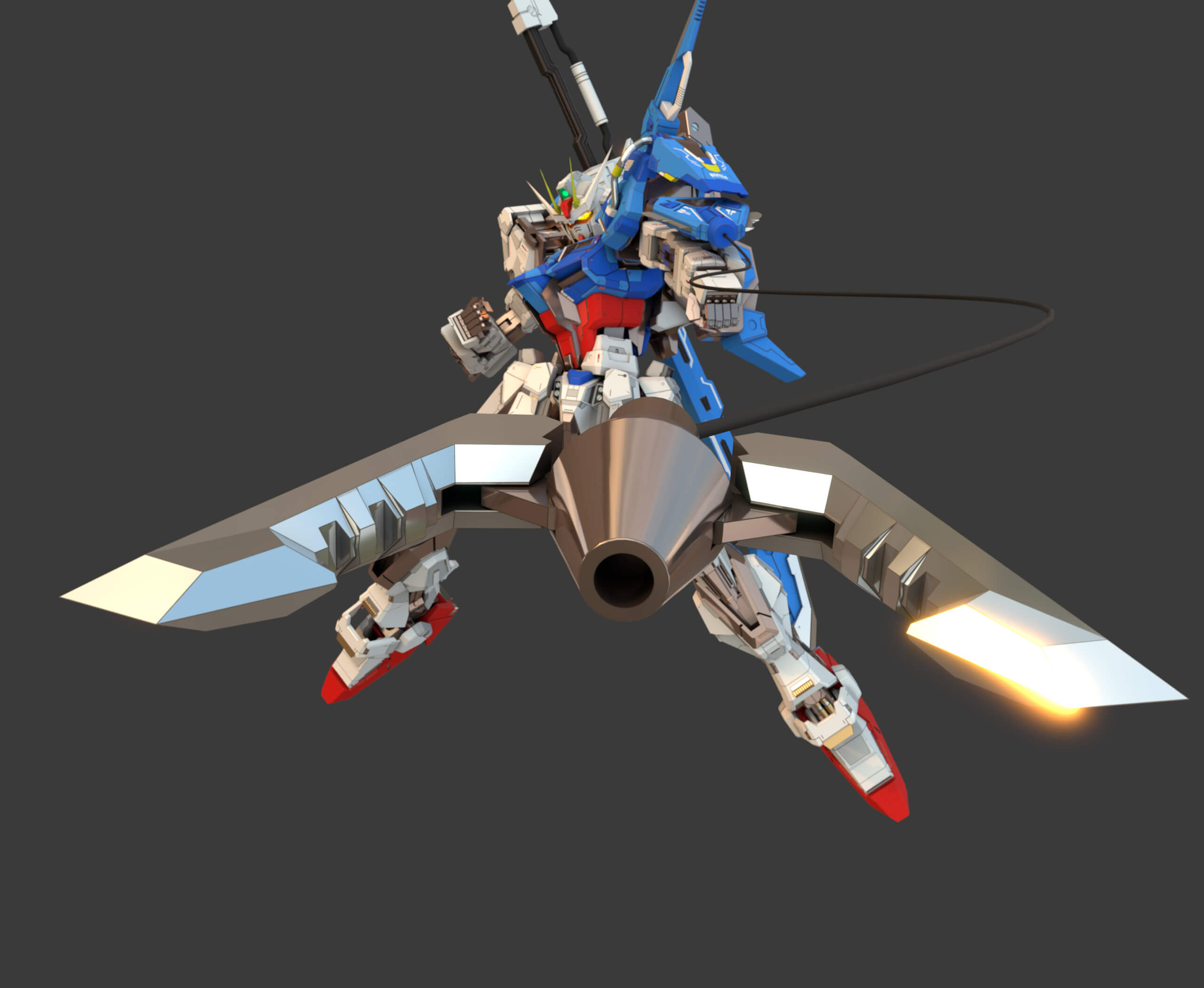3 in 1 Aile Sword Launcher Strike Gundam Remake - Rigged 3D Model by ...
