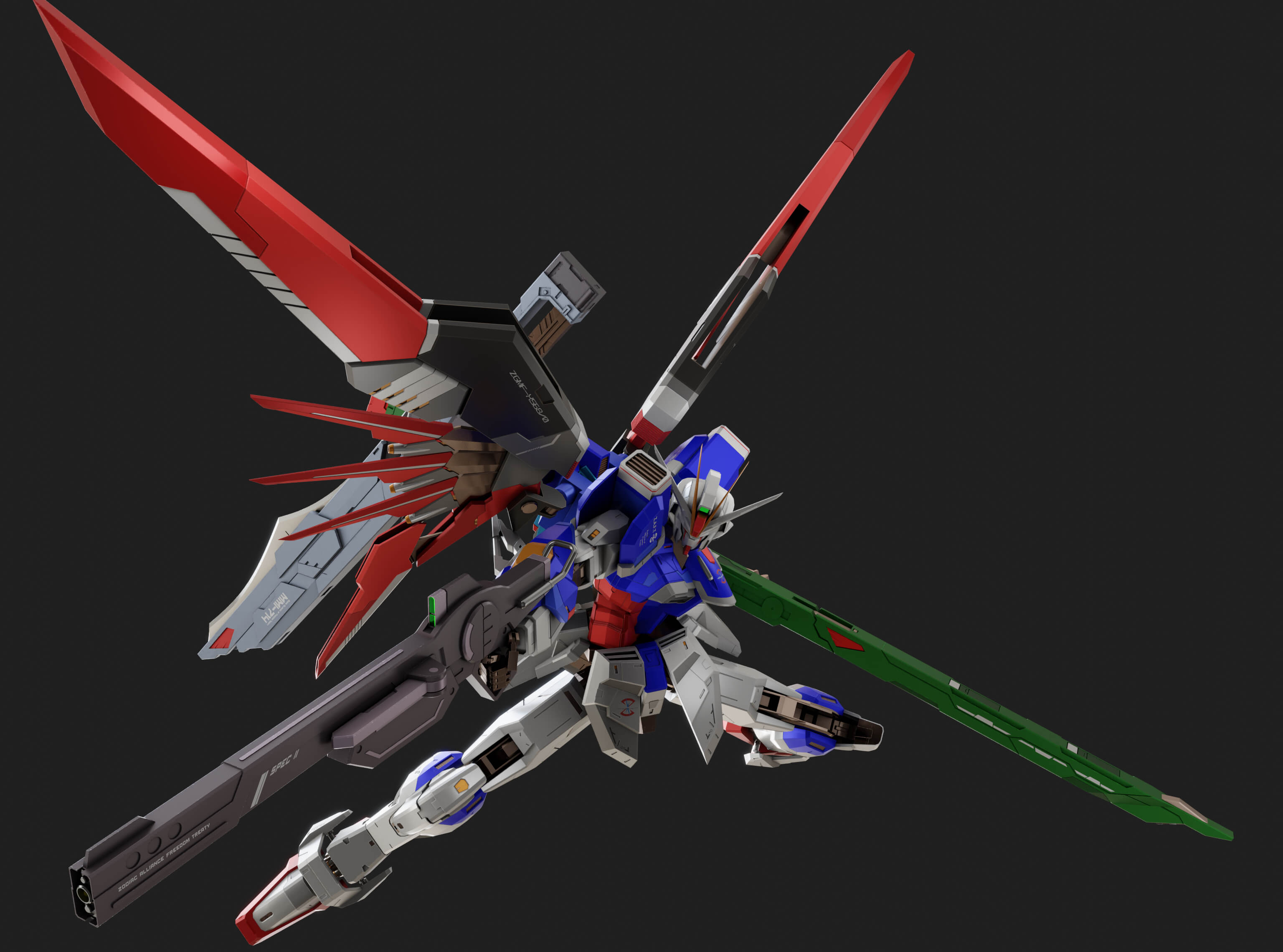 Destiny Impulse Gundam Custom - Rigged 3D Model by Akbar_Indra