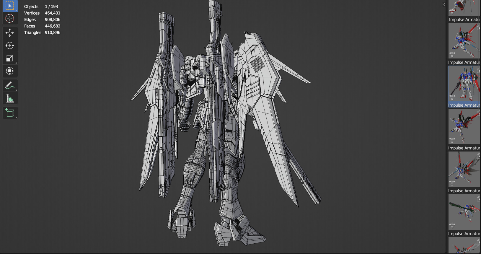 Destiny Impulse Gundam Custom - Rigged 3D Model by Akbar_Indra