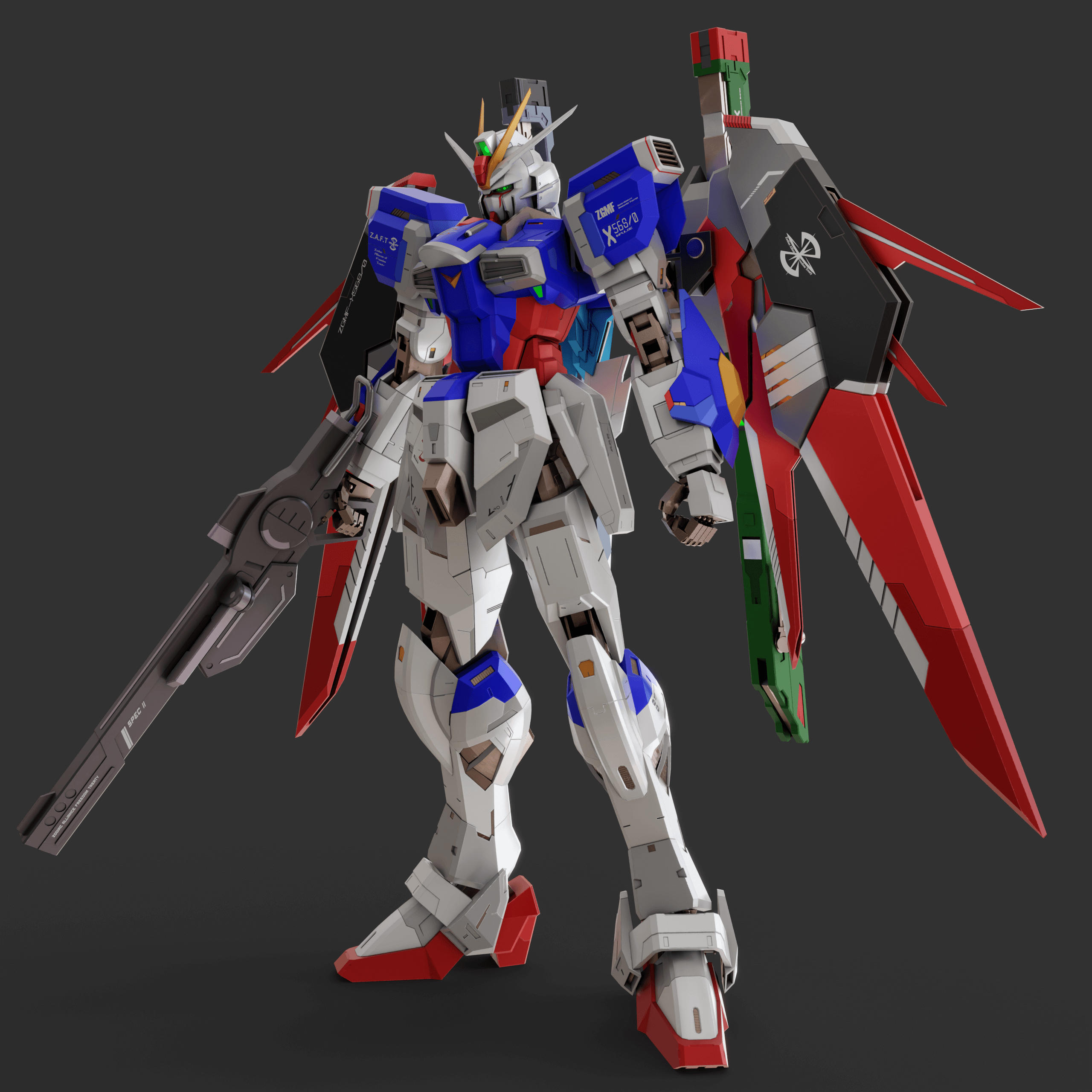 Destiny Impulse Gundam Custom 3D Render by Akbar_Indra