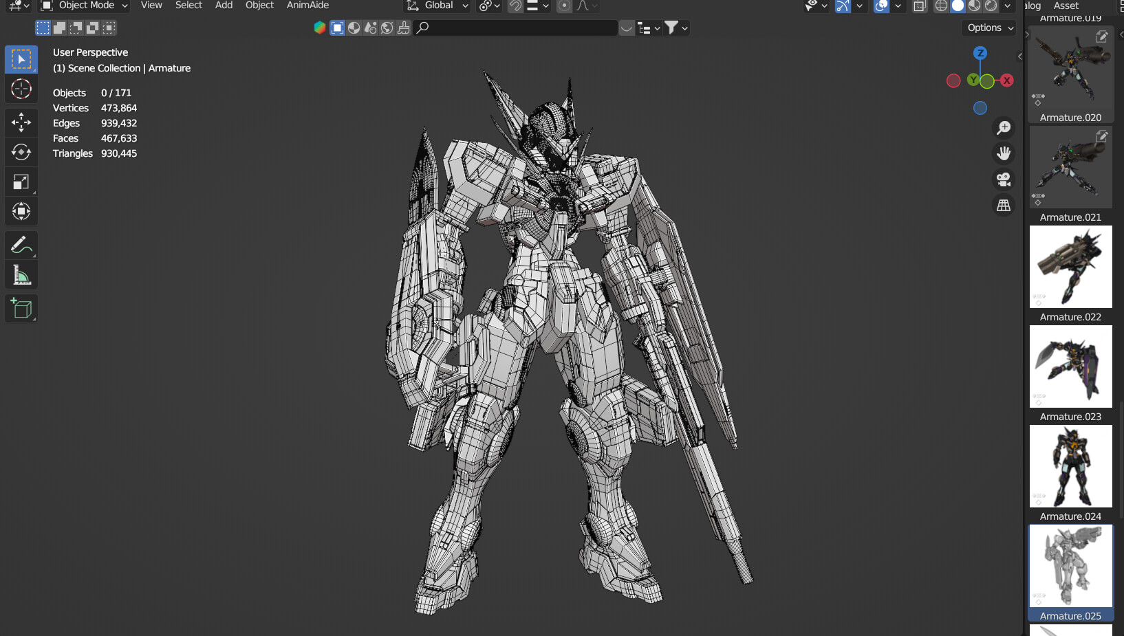 Gundam Astraea Type F Graham Ver - Rigged 3D Model by Akbar_Indra