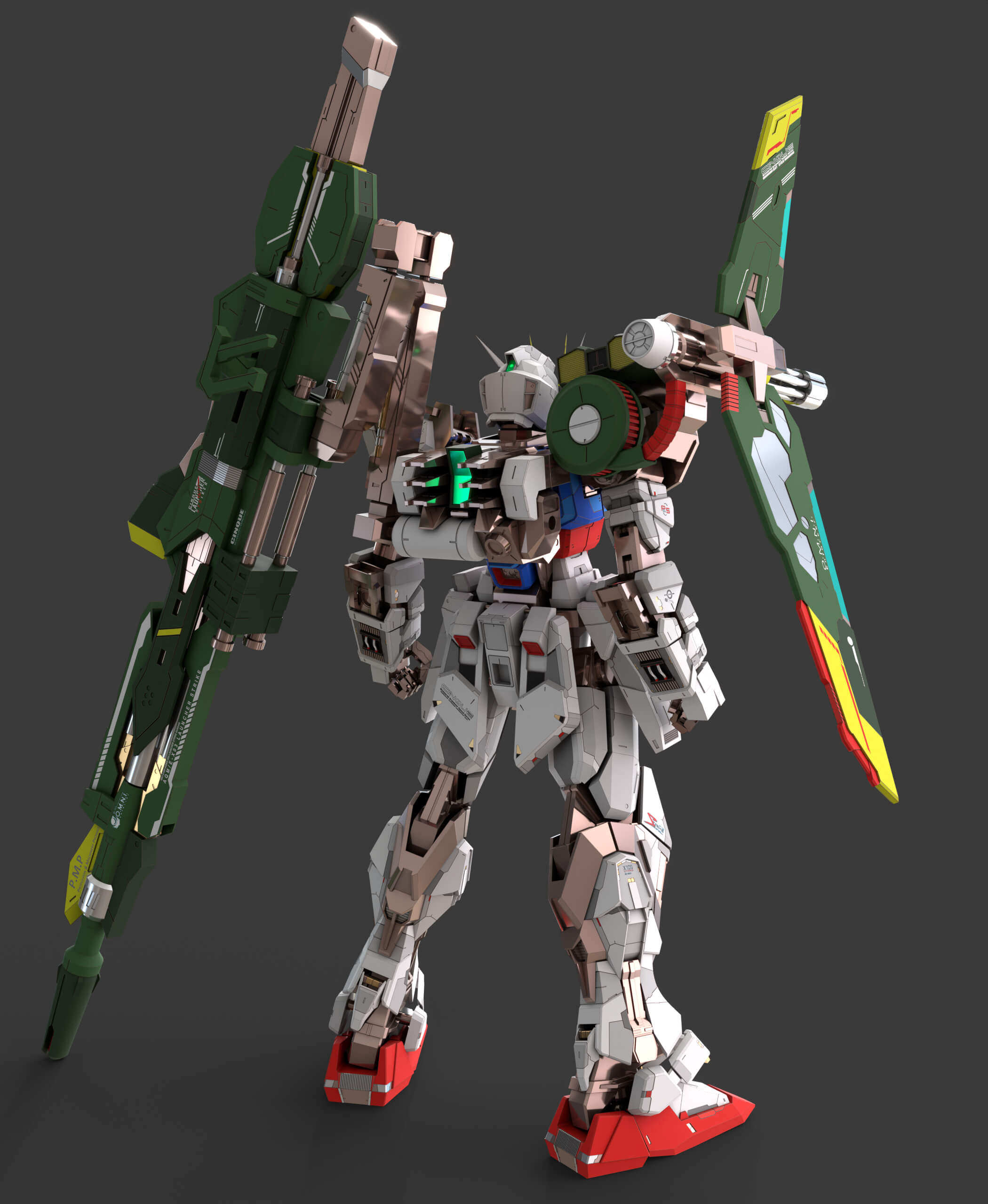 Launcher Strike Gundam Remake - Rigged 3D Model by Akbar_Indra
