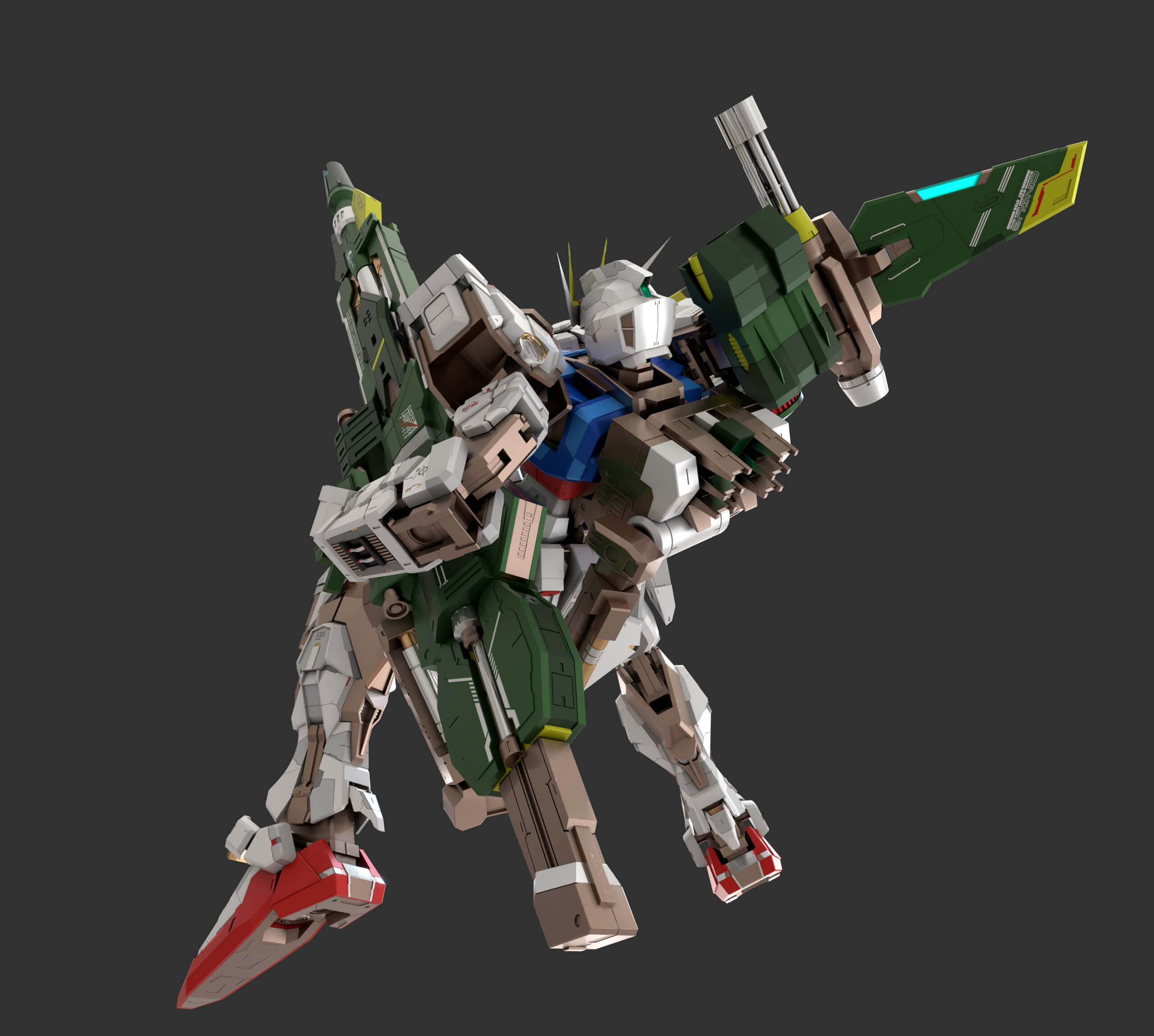 Launcher Strike Gundam Remake - Rigged 3D Model by Akbar_Indra
