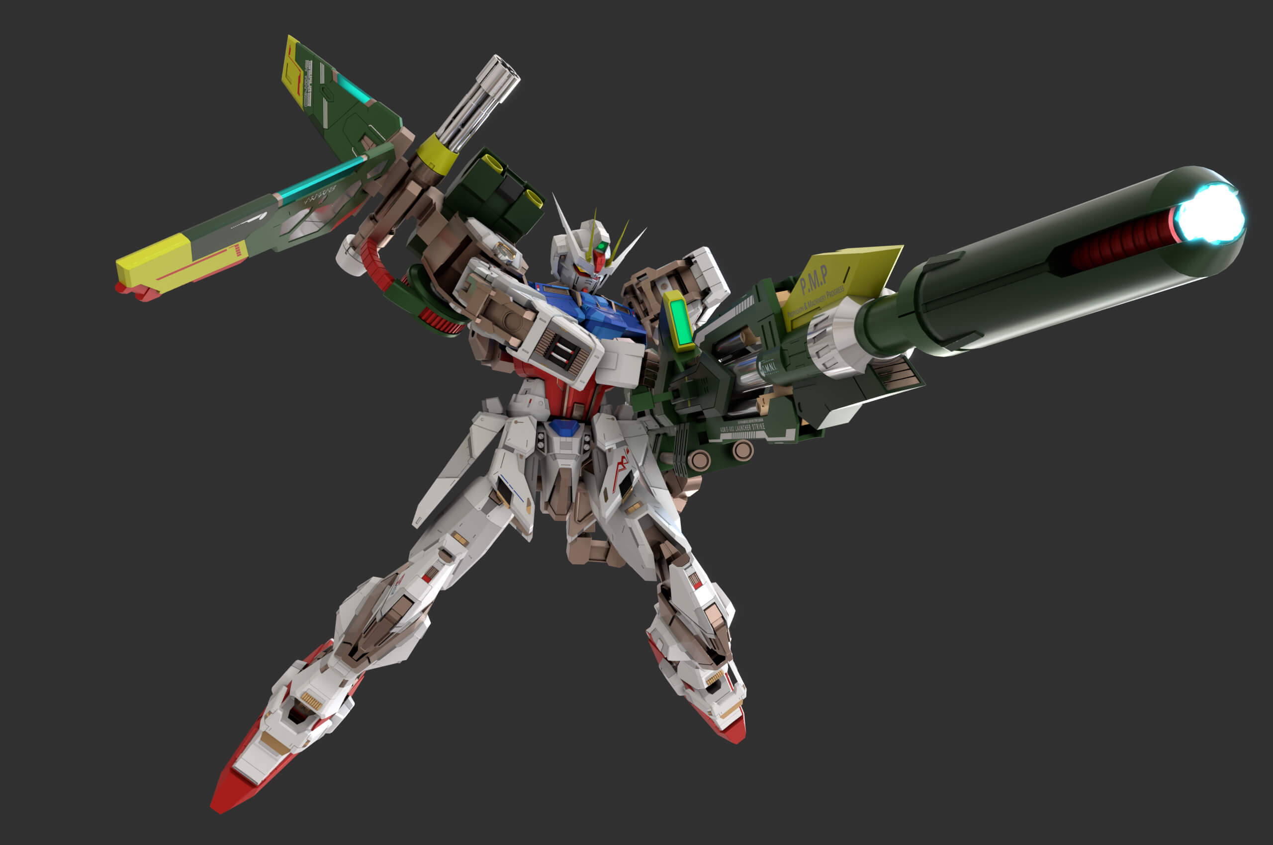 Launcher Strike Gundam Remake - Rigged 3D Model by Akbar_Indra