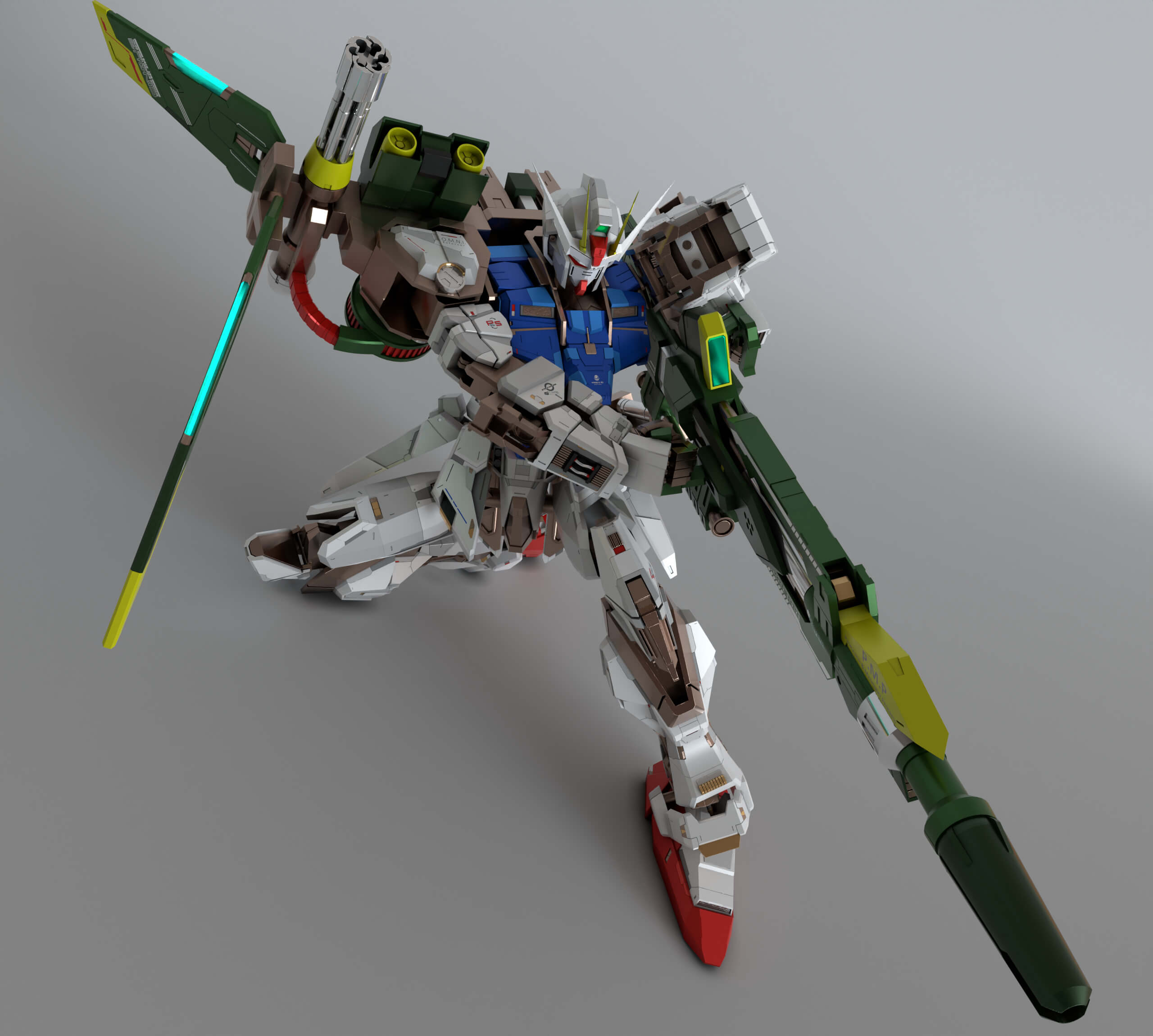 Launcher Strike Gundam Remake - Rigged 3D Model by Akbar_Indra