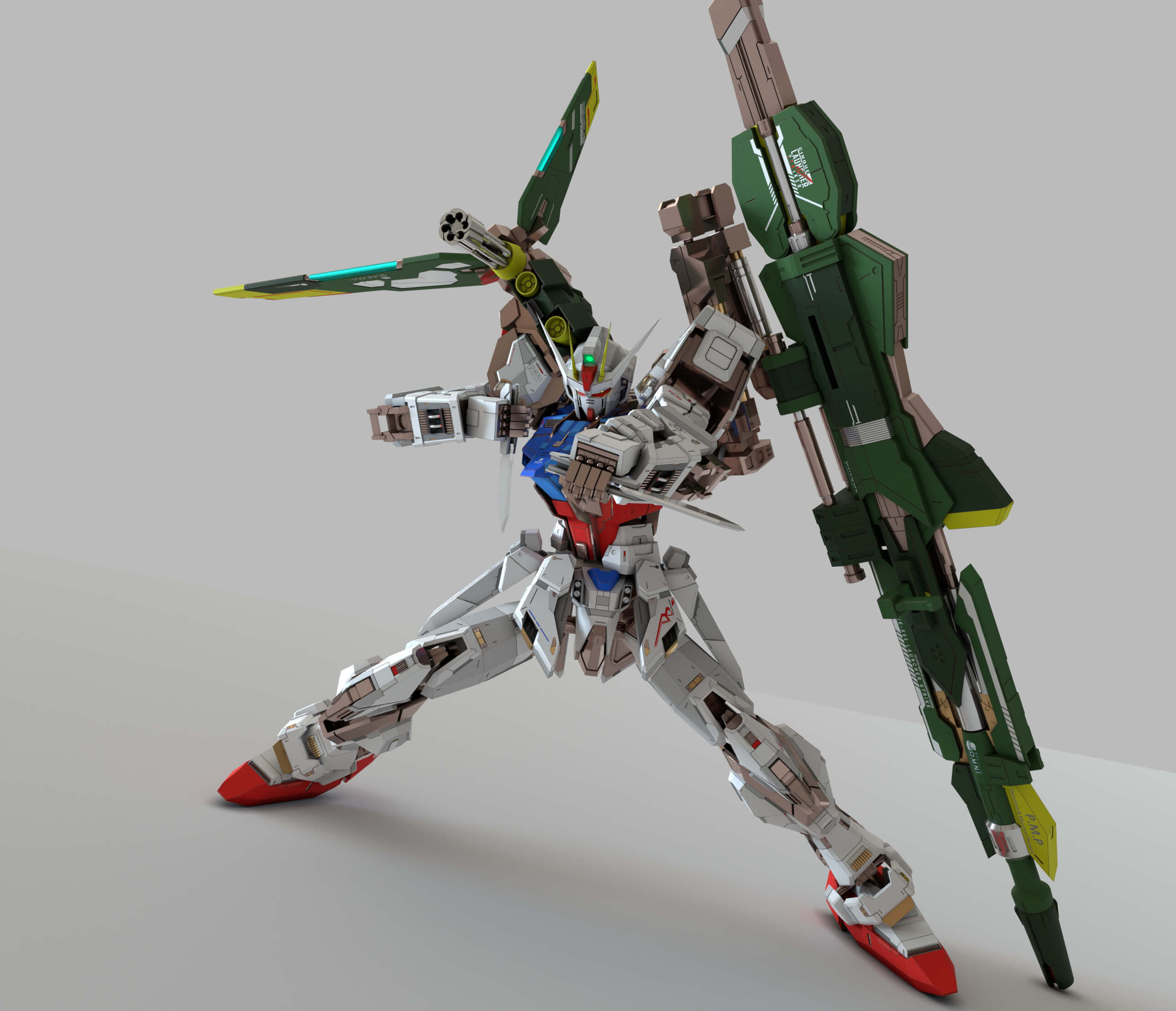 Launcher Strike Gundam Remake - Rigged 3D Model by Akbar_Indra