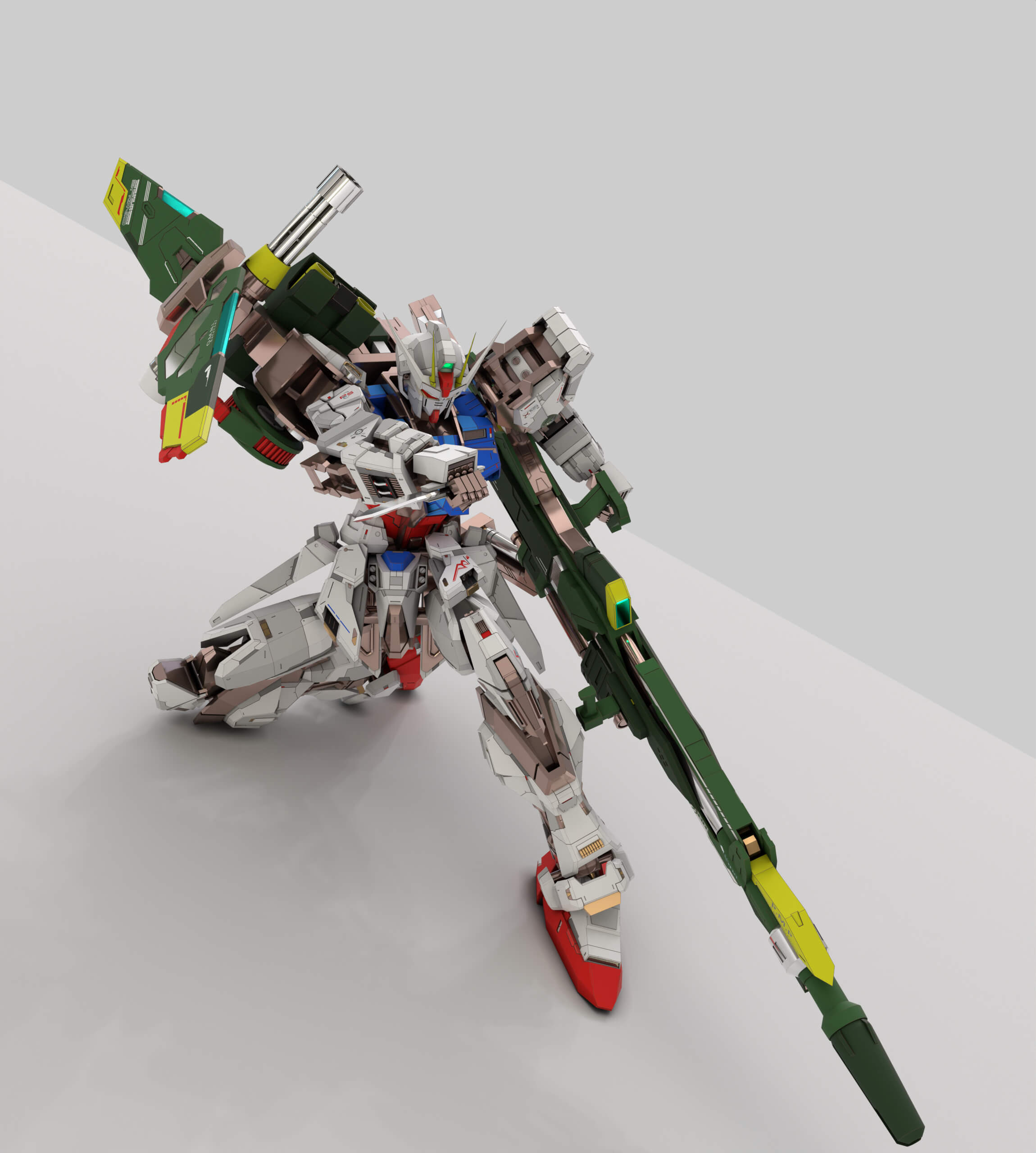 Launcher Strike Gundam Remake - Rigged 3D Model by Akbar_Indra