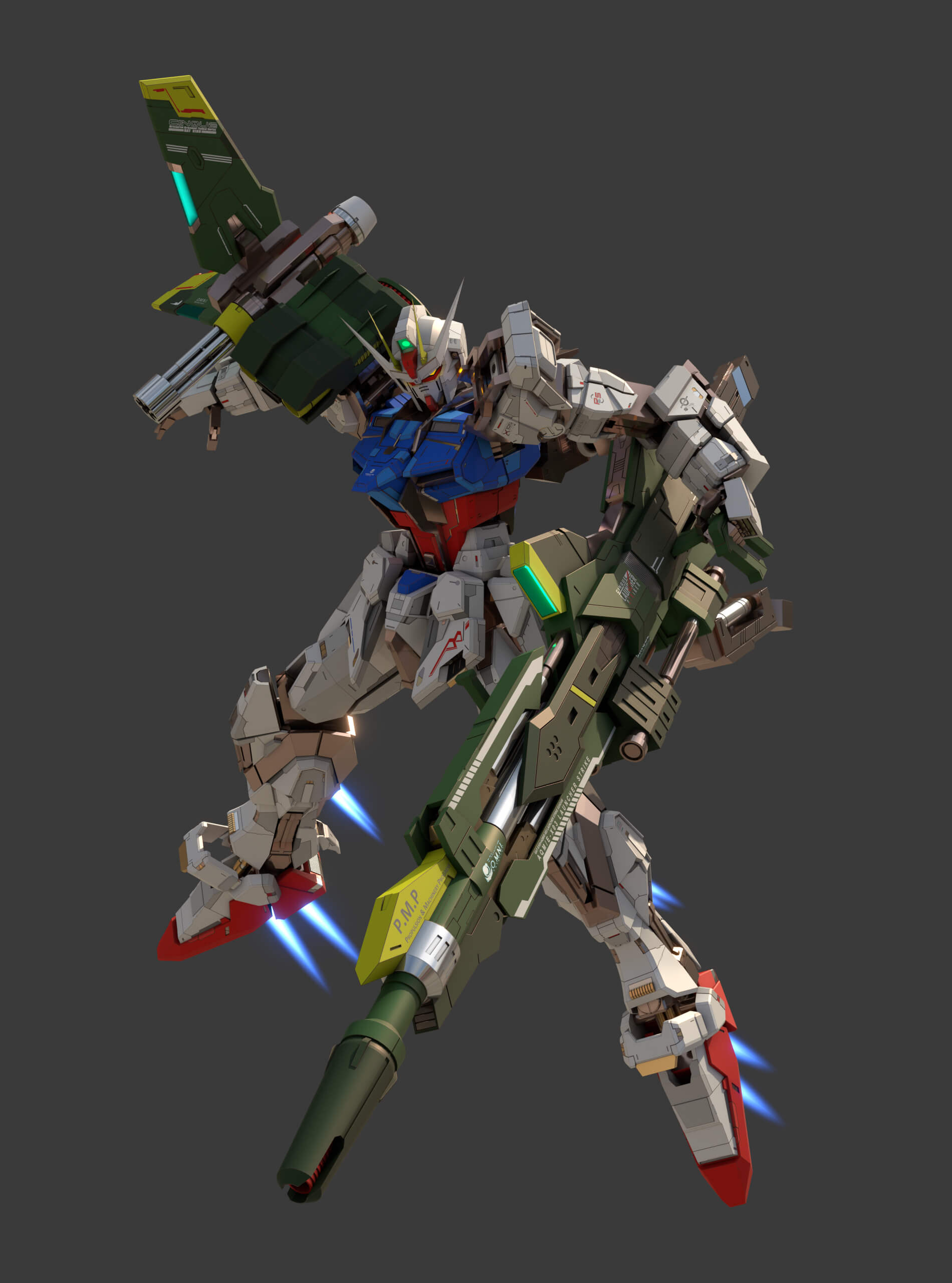 Launcher Strike Gundam Remake - Rigged 3D Model by Akbar_Indra