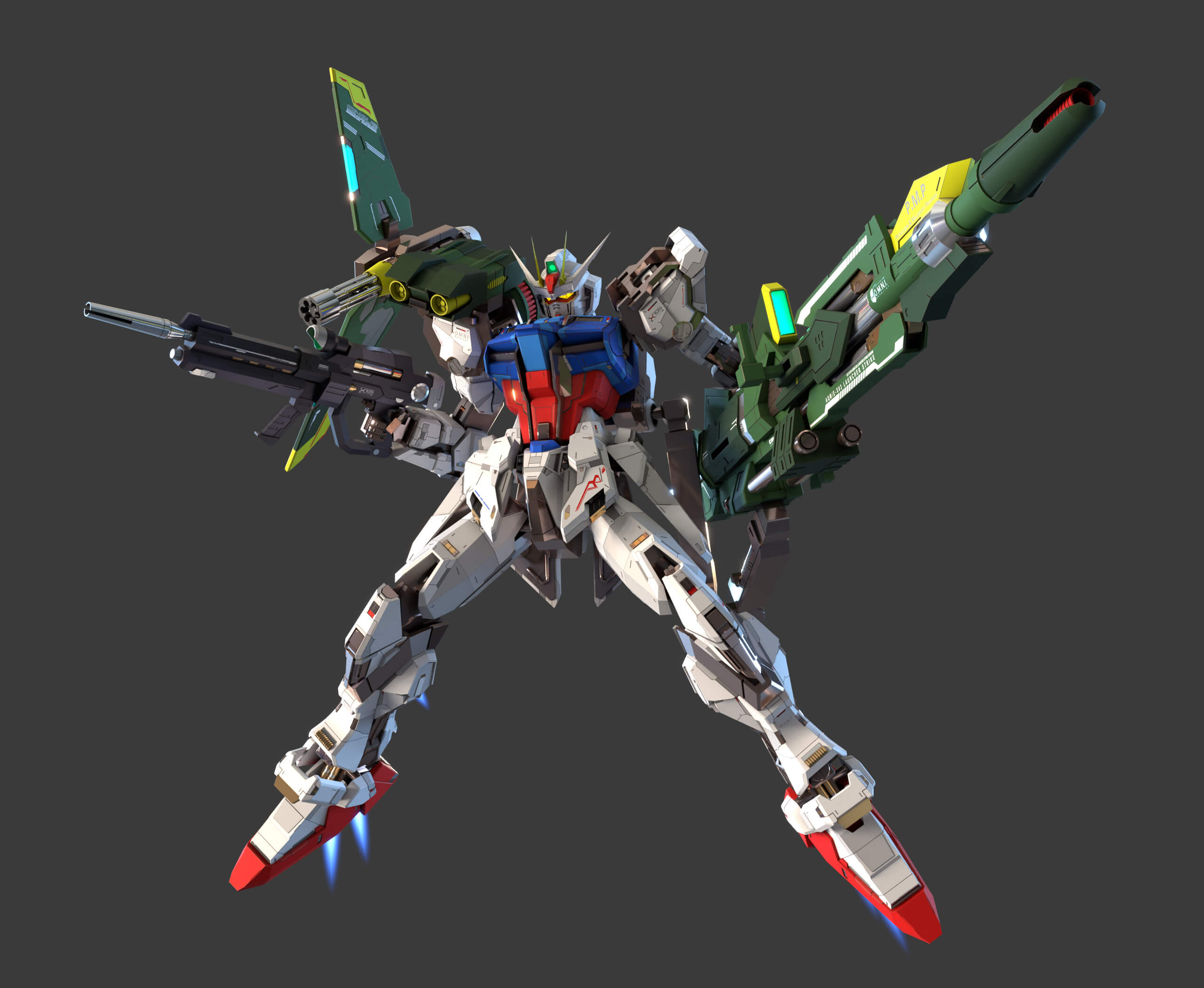 Launcher Strike Gundam Remake - Rigged 3D Model by Akbar_Indra