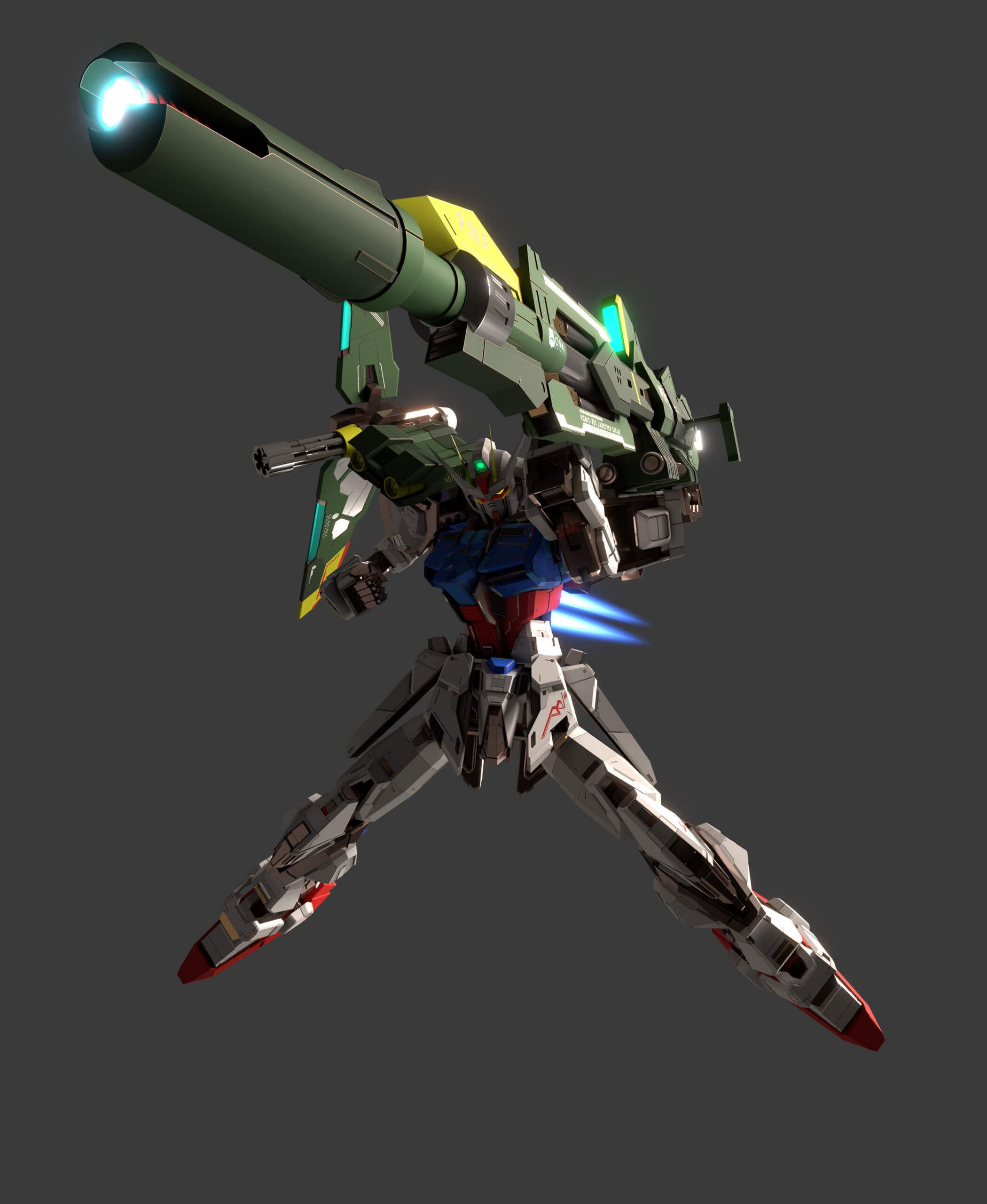 Launcher Strike Gundam Remake - Rigged 3D Model by Akbar_Indra