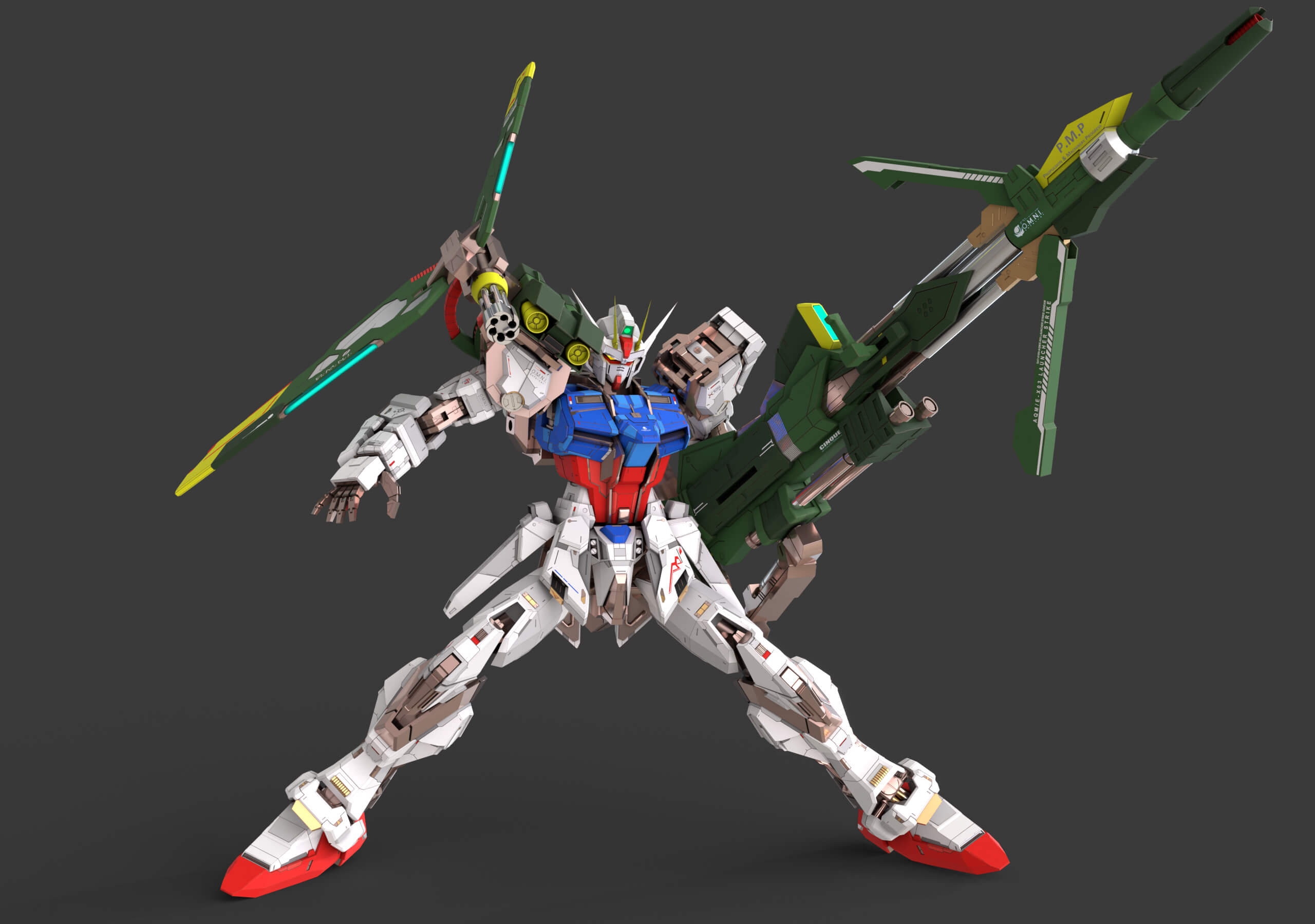 Launcher Strike Gundam Remake - Rigged 3D Model by Akbar_Indra