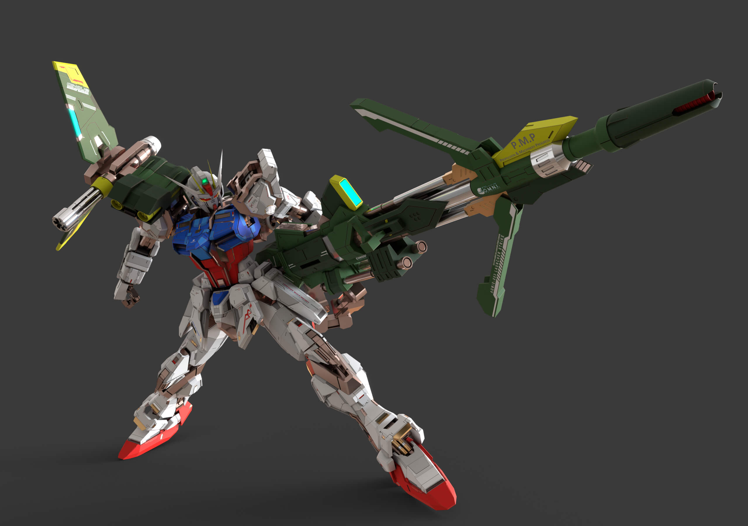 Launcher Strike Gundam Remake - Rigged 3D Model by Akbar_Indra