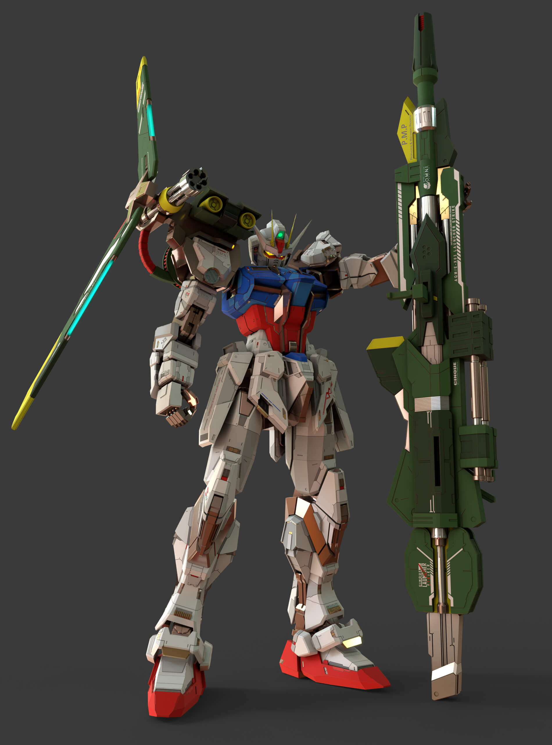 Launcher Strike Gundam Remake - Rigged 3D Model by Akbar_Indra