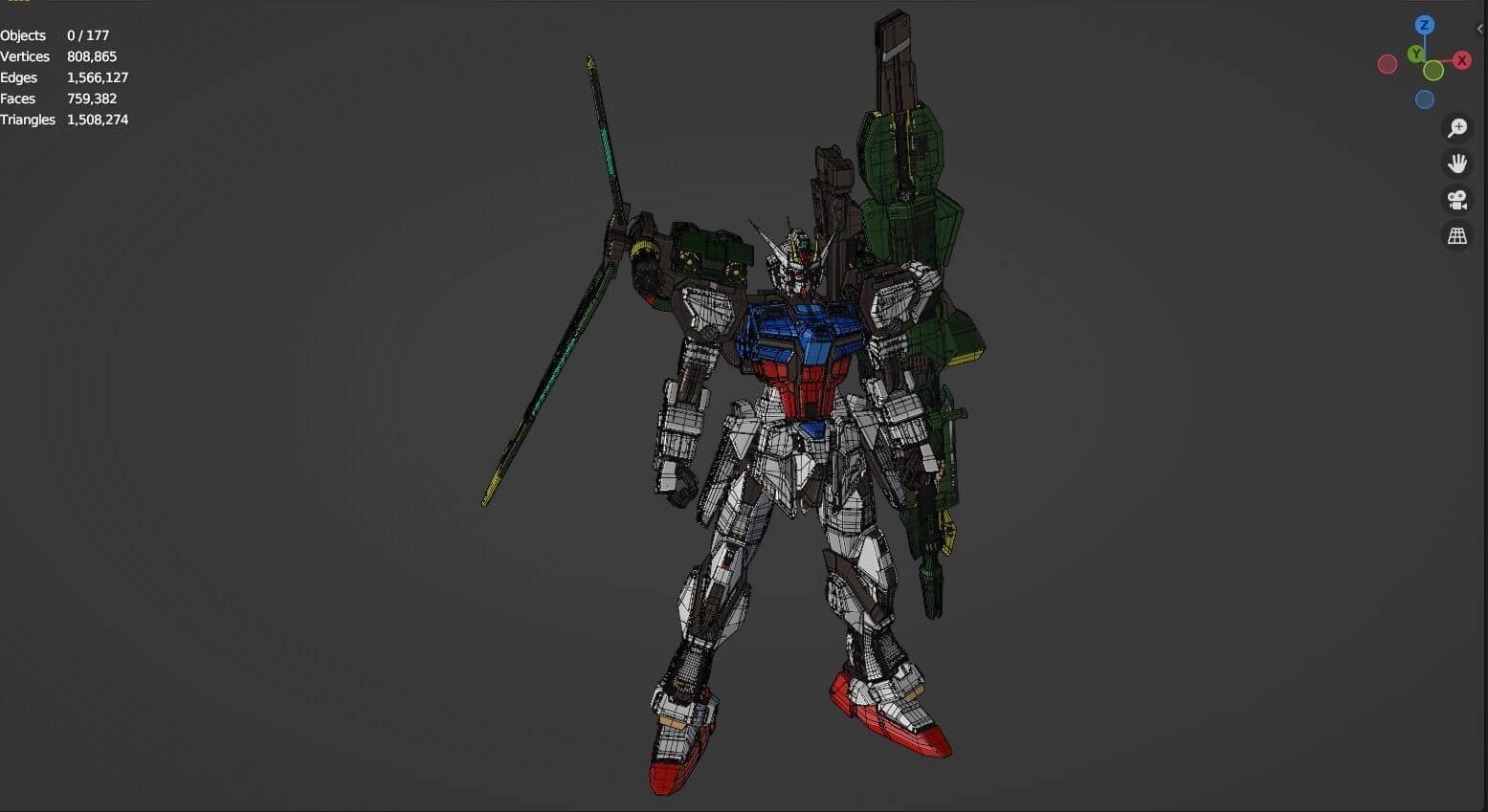 Launcher Strike Gundam Remake - Rigged 3D Model by Akbar_Indra