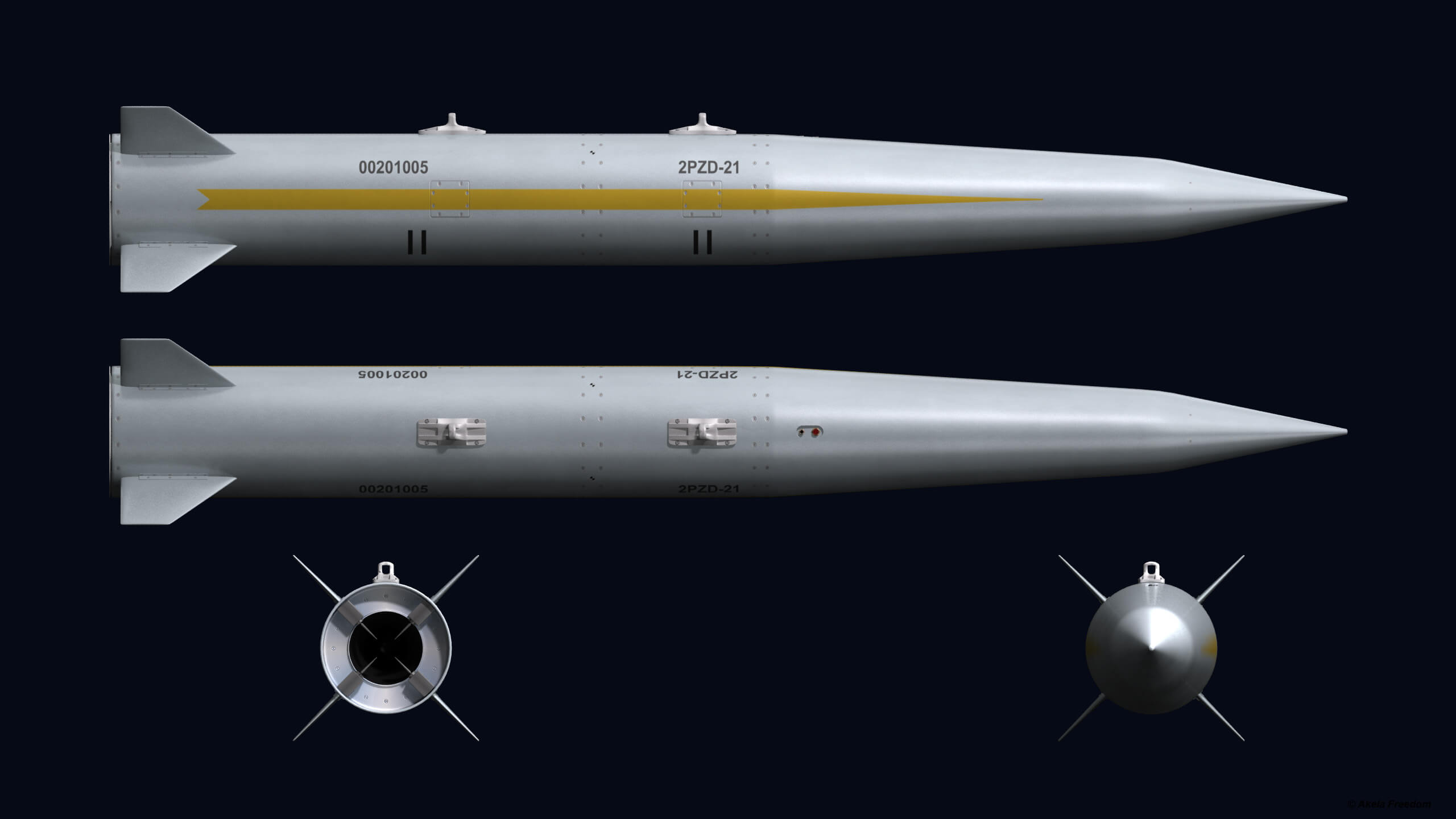 ALBM 2PZD-21 Missile 3D Model by Akela Freedom