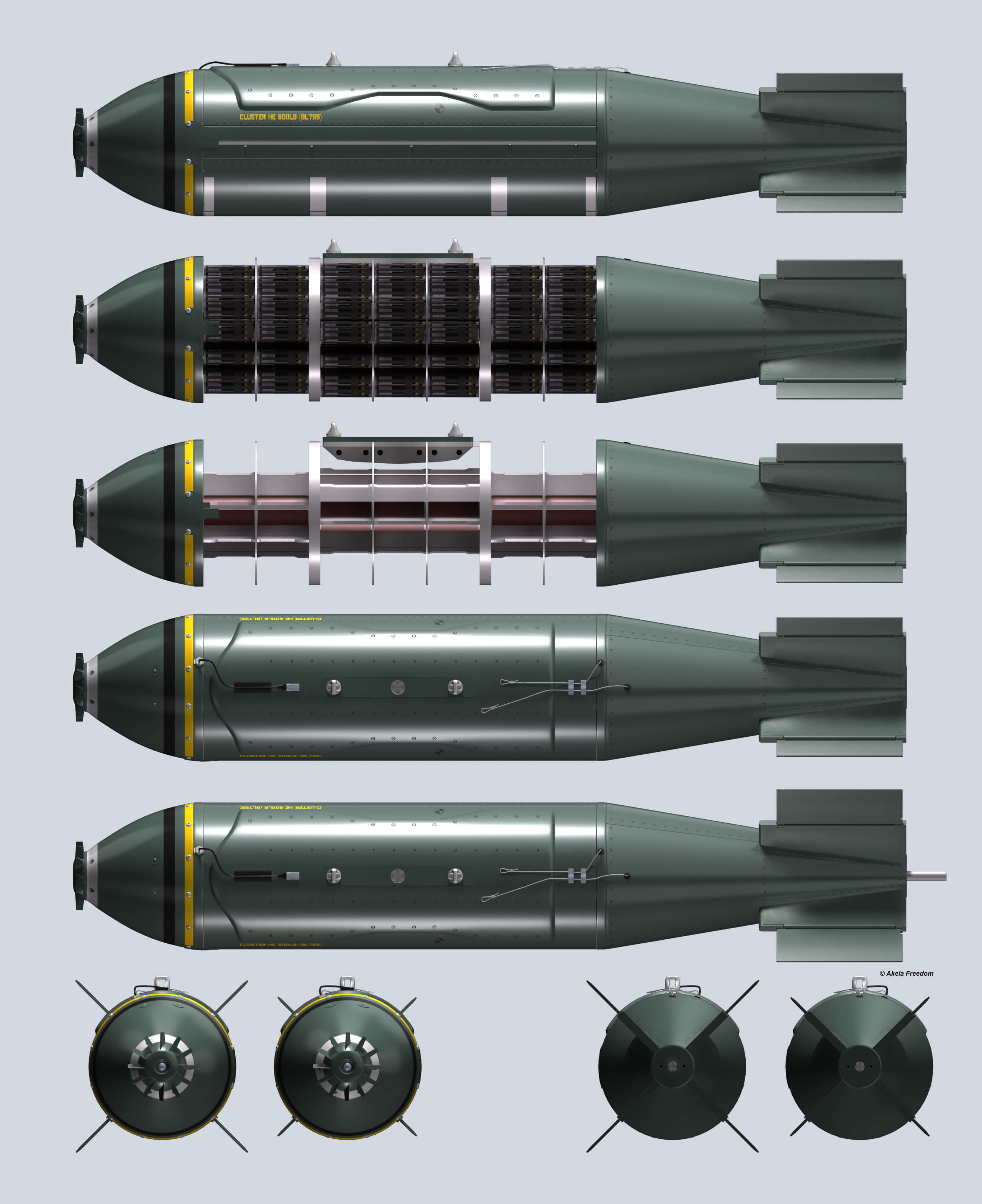 BL755 Cluster Bomb - 3D Model by Akela Freedom