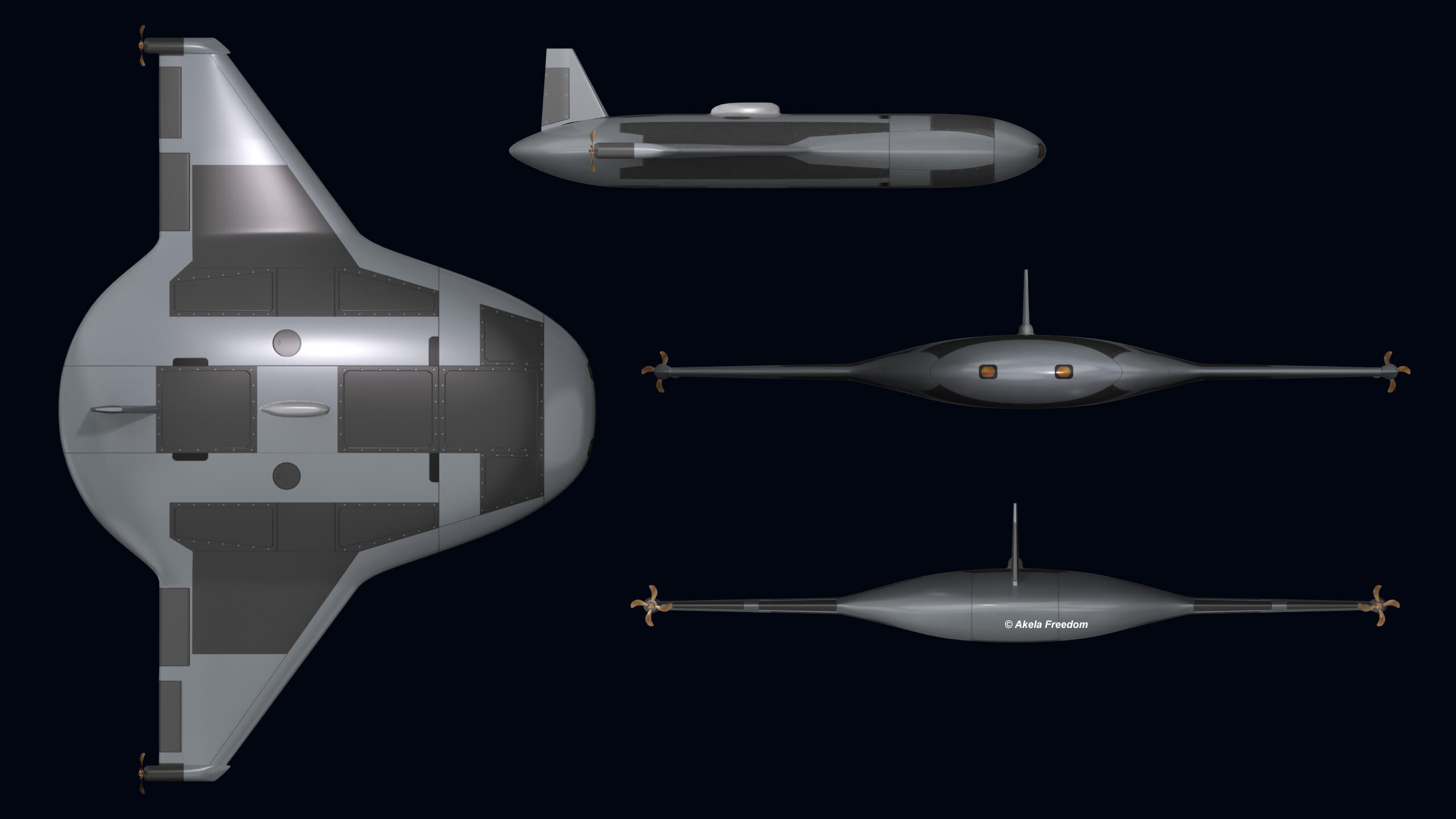 Manta Ray UUV - 3D Model by Akela Freedom