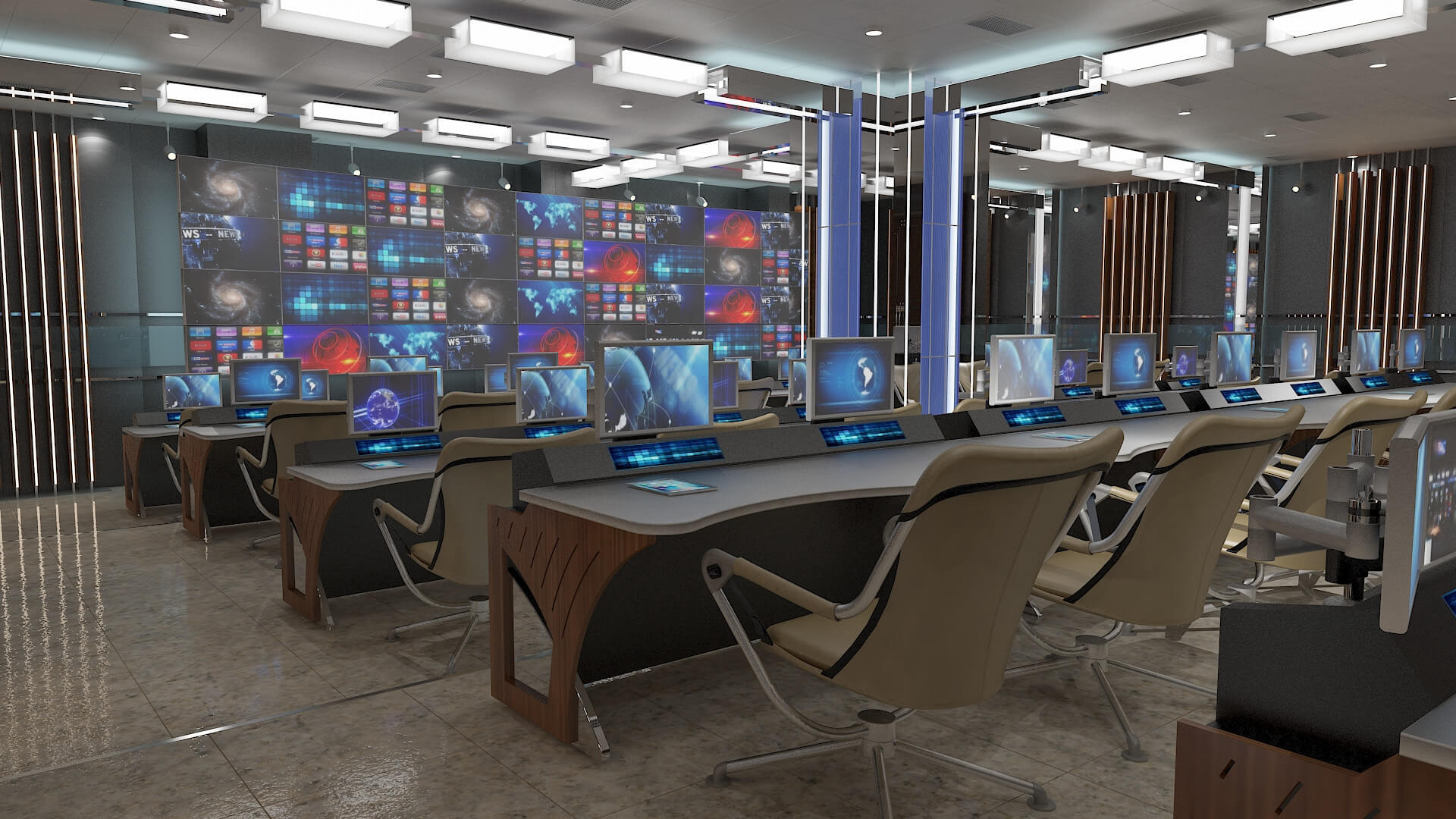 TV Studio Control Room 1 3D Render, Digital Art by akerstudio