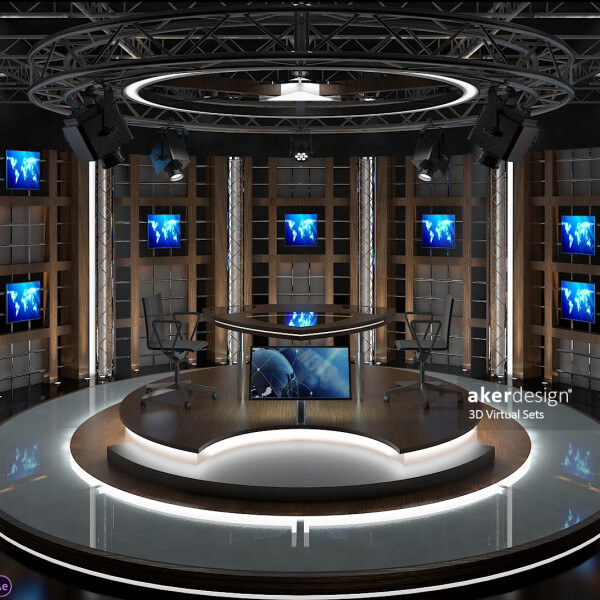 Virtual TV Studio News Set 8 3D Render | RenderHub Gallery