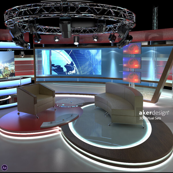 Virtual TV Studio News Set 31 3D Render | RenderHub Gallery