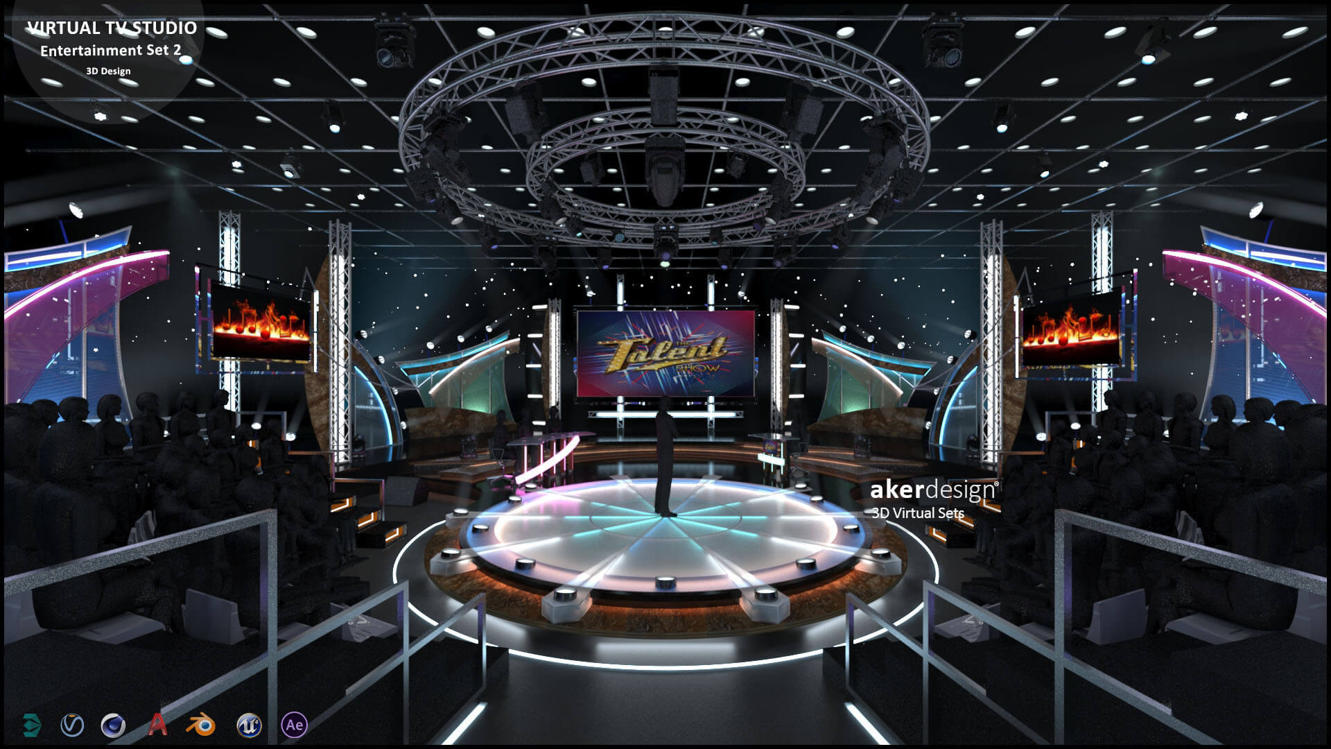 Virtual TV Studio Entertainment Set 2 3D Render by akerstudio