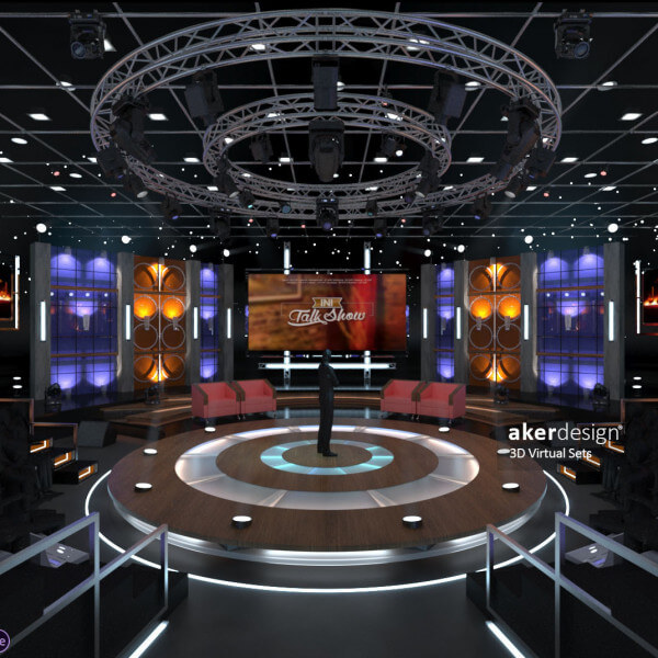 Virtual TV Studio Entertainment Set 2 3D Render by akerstudio