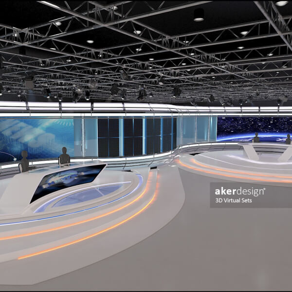 Virtual TV Studio News Set 1 3D Render | RenderHub Gallery