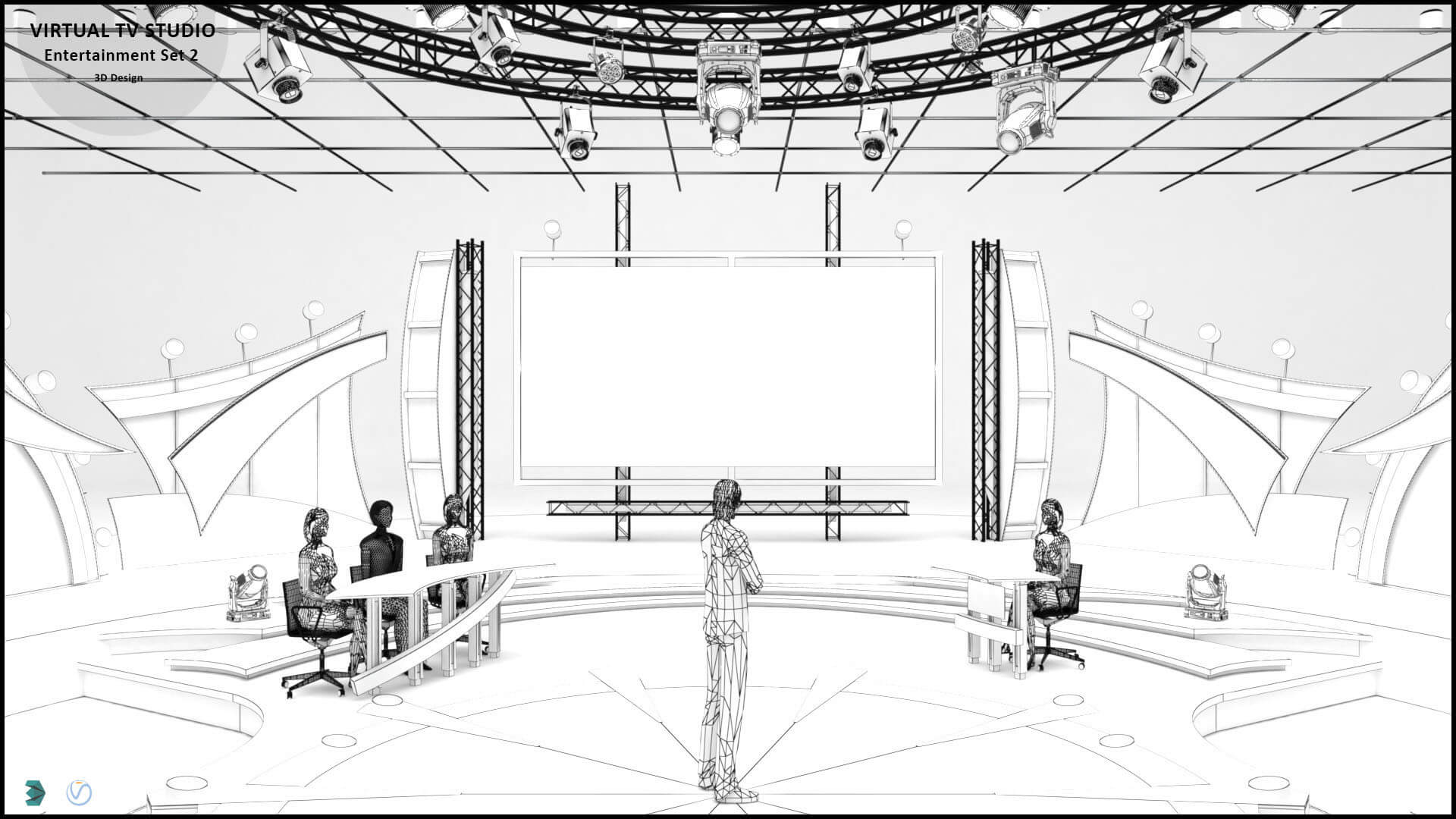 Virtual TV Studio Entertainment Set 2 - 3D Model by akerstudio