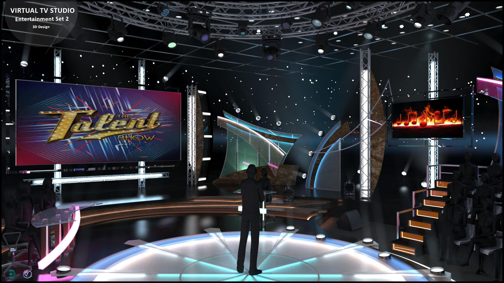 Virtual TV Studio Entertainment Set 2 - 3D Model by akerstudio