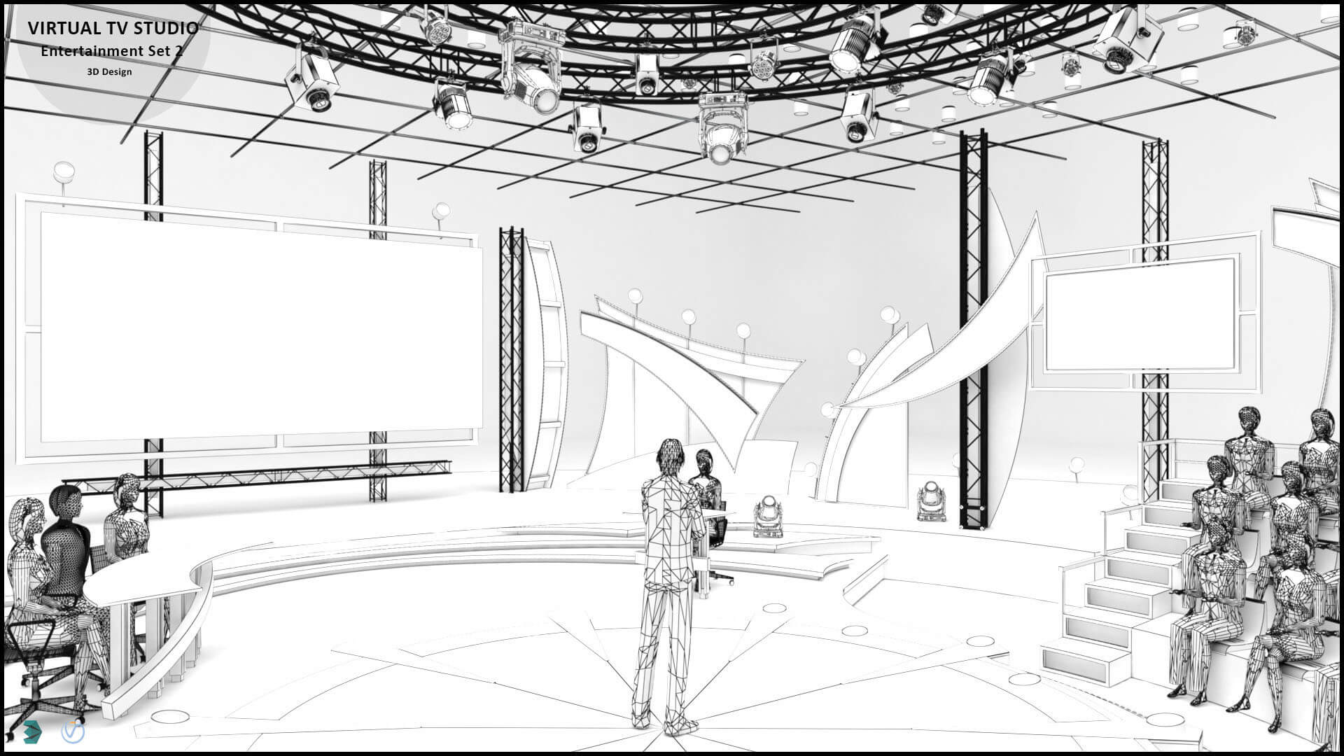 Virtual TV Studio Entertainment Set 2 - 3D Model by akerstudio