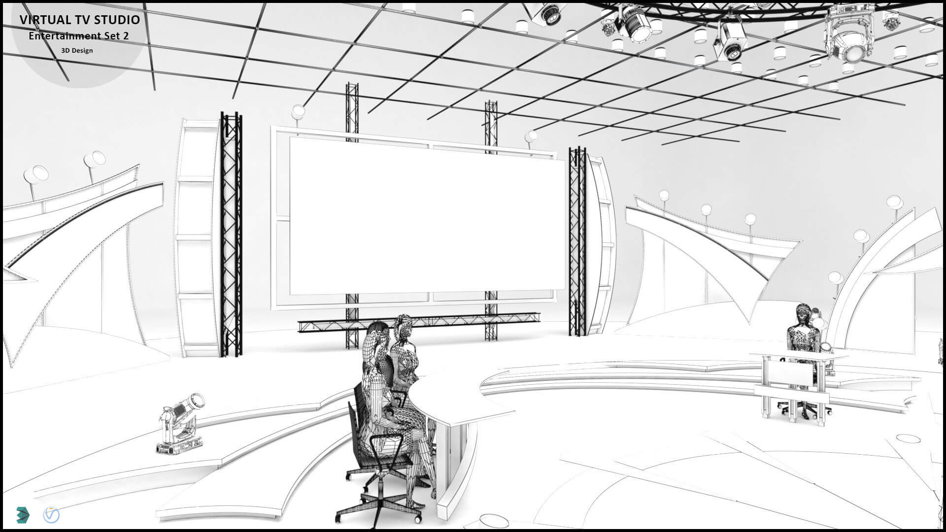 Virtual TV Studio Entertainment Set 2 - 3D Model by akerstudio