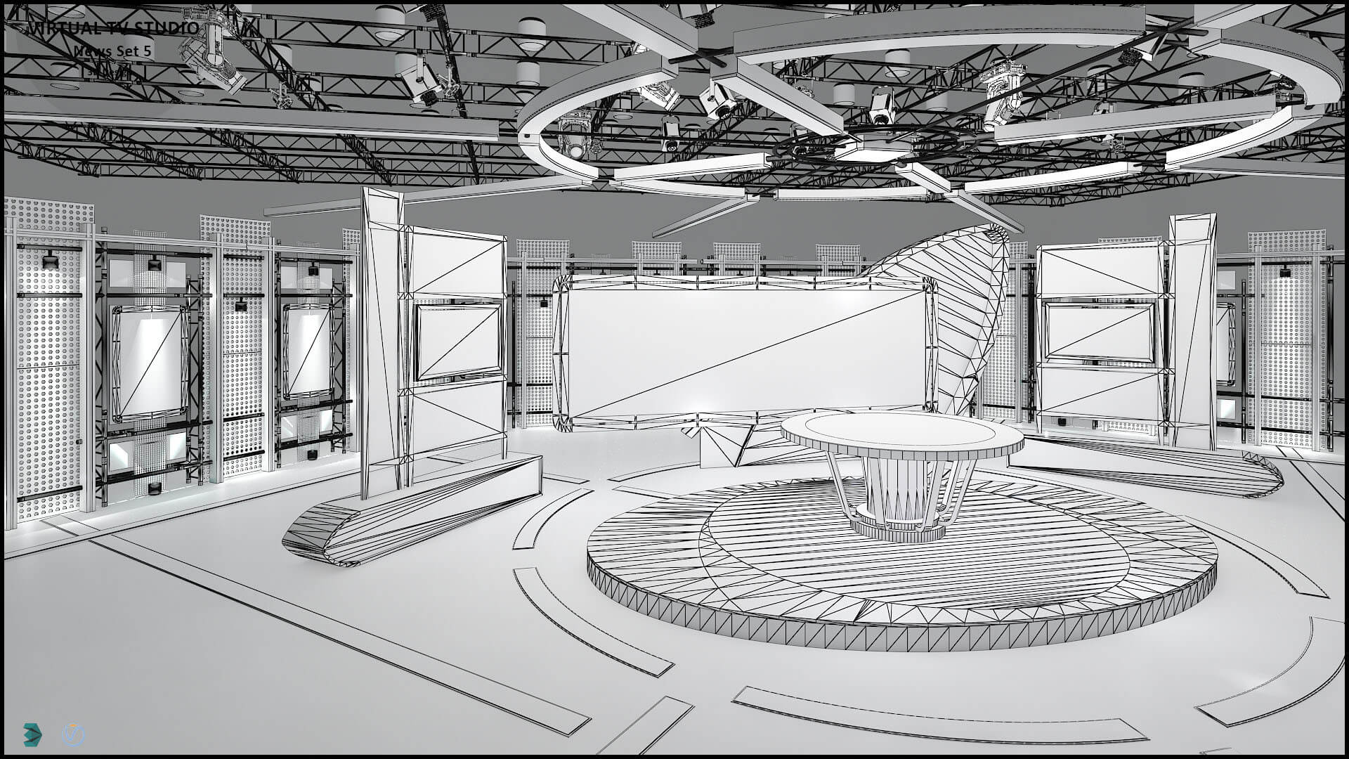 Virtual TV Studio News Set 5 - 3D Model by akerstudio