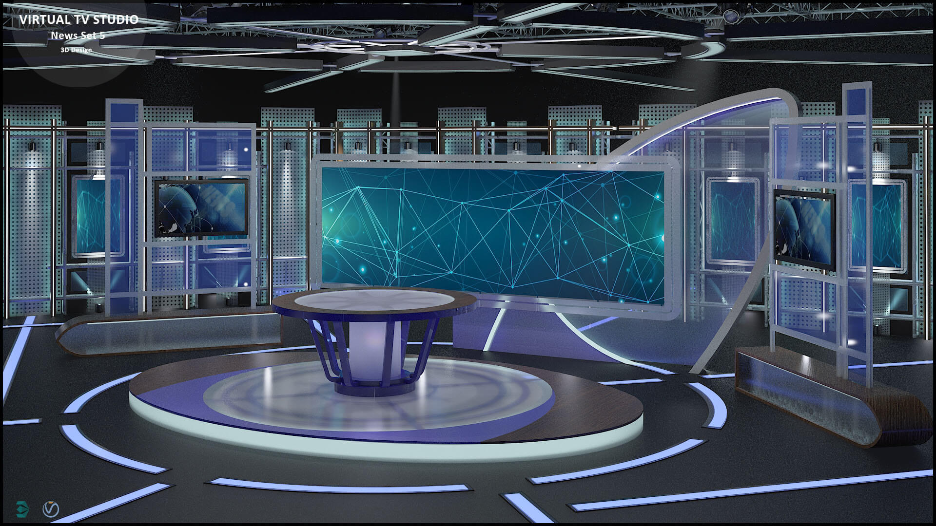 Virtual TV Studio News Set 5 - 3D Model by akerstudio