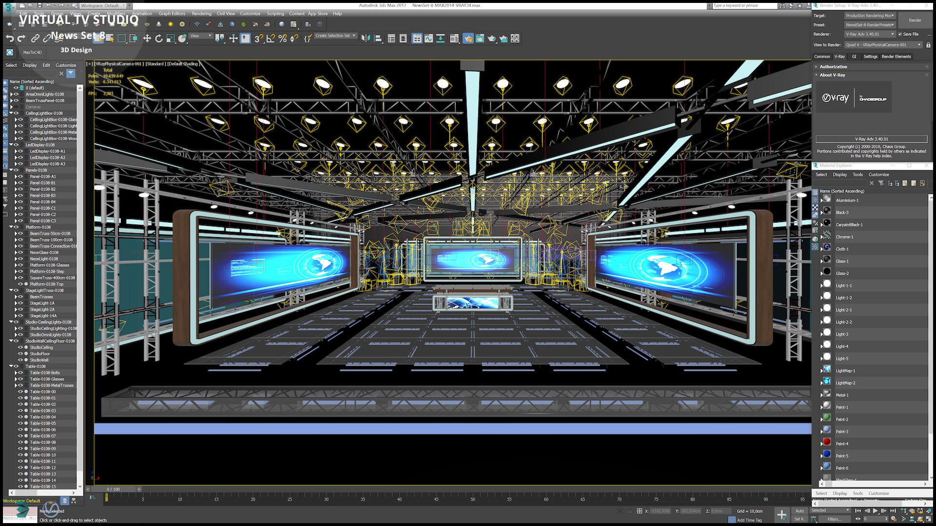 Virtual TV Studio News Set 8 - 3D Model by akerstudio