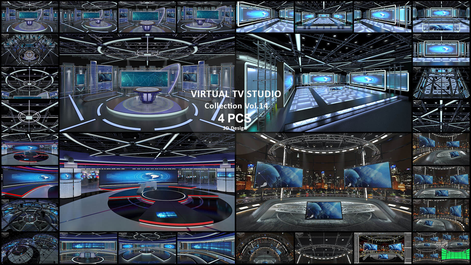 Virtual TV Studio Sets - Collection Vol 14 - 4 PCS Design 3D Model by ...