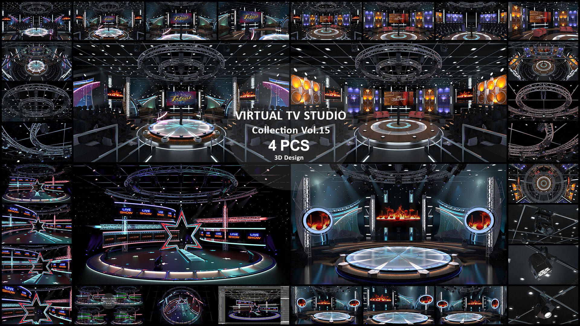 Virtual TV Studio Sets - Collection Vol 15 - 4 PCS Design 3D Model by ...