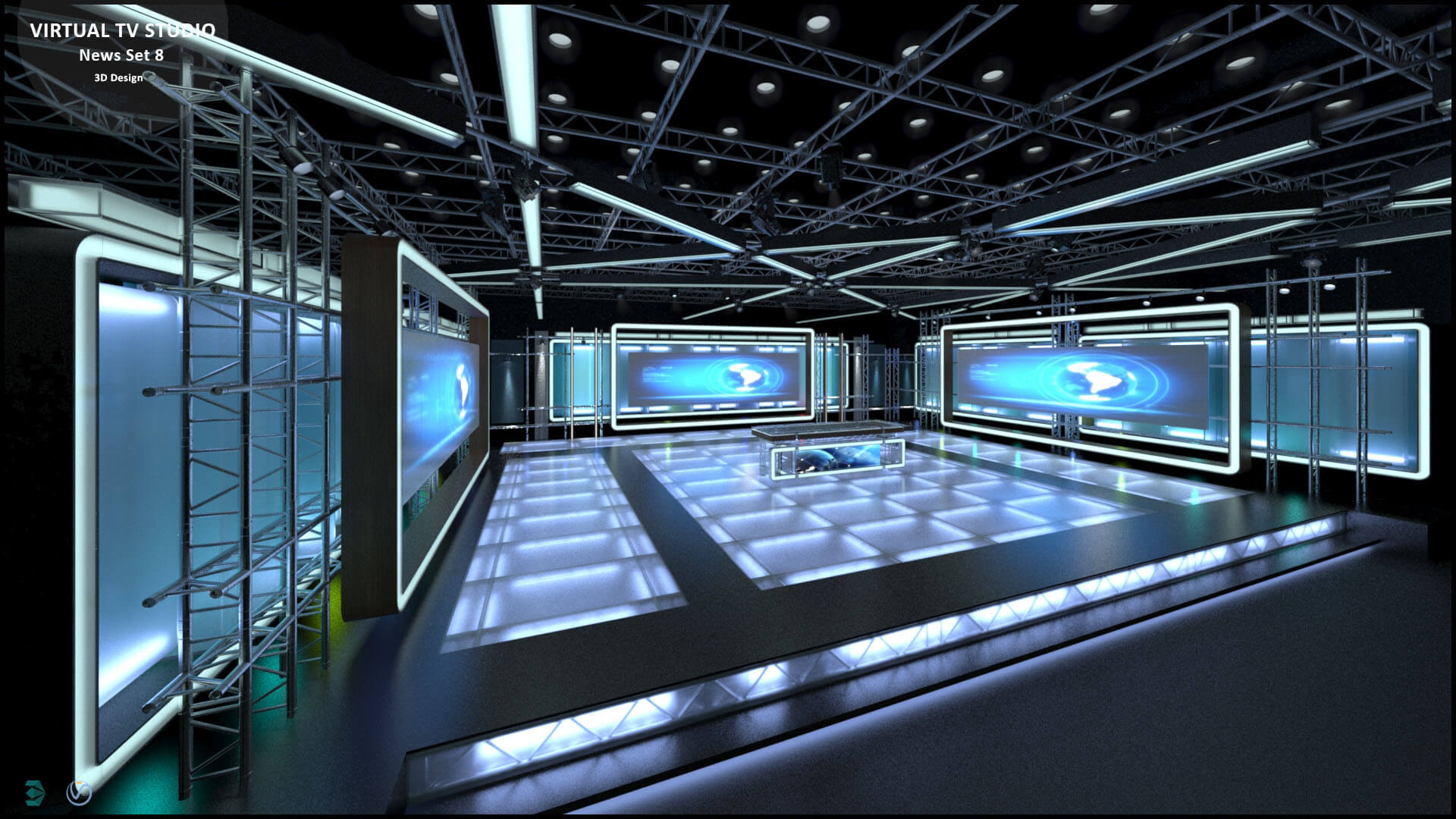 Virtual TV Studio Sets - Collection Vol 16 - 9 PCS Design 3D Model by ...