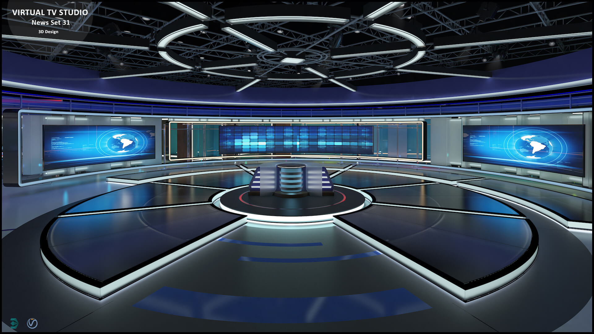 Virtual TV Studio Sets - Collection Vol 16 - 9 PCS Design 3D Model by ...