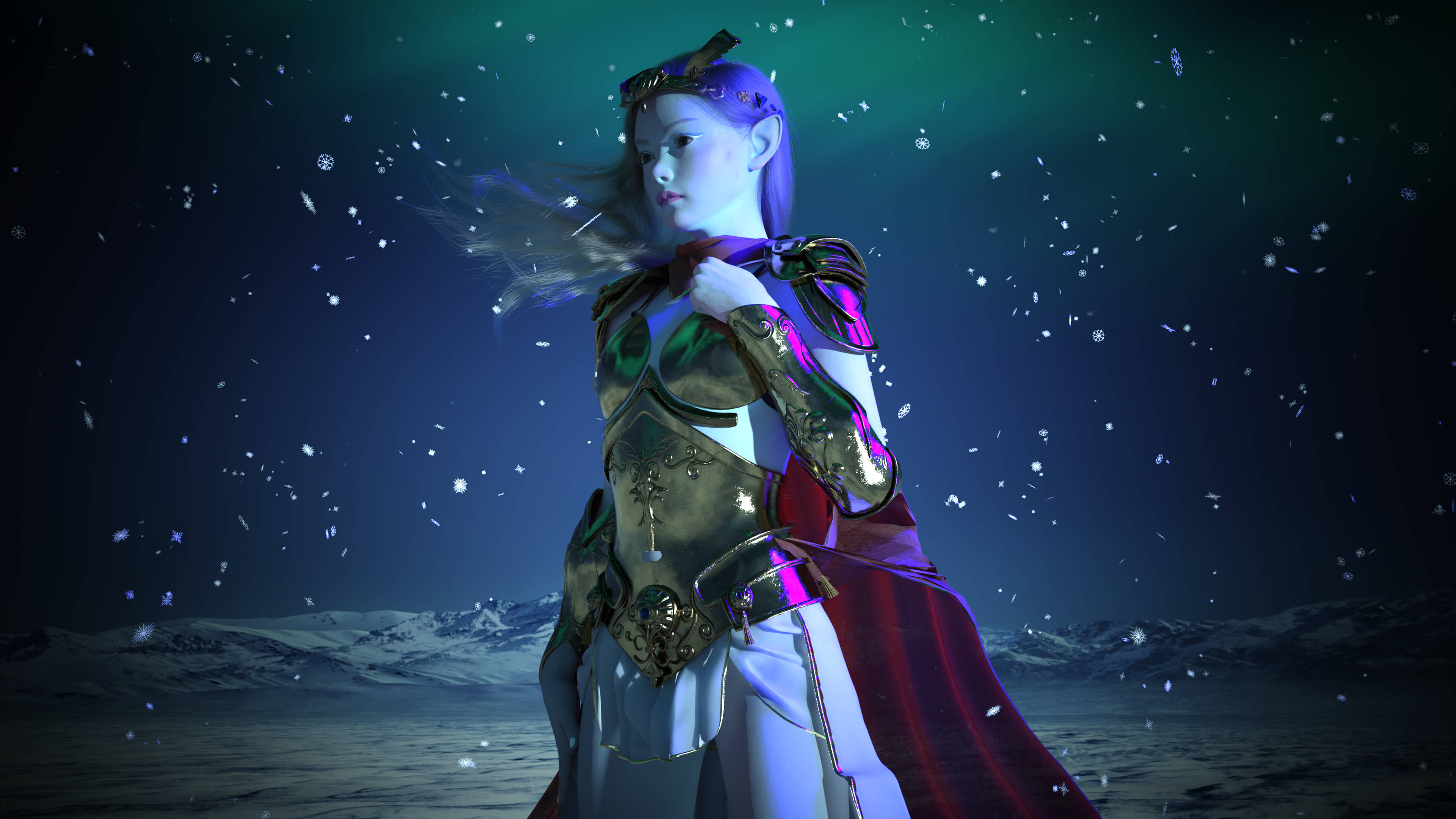 Princess of Ice Land 3D Render, Digital Art by akira82