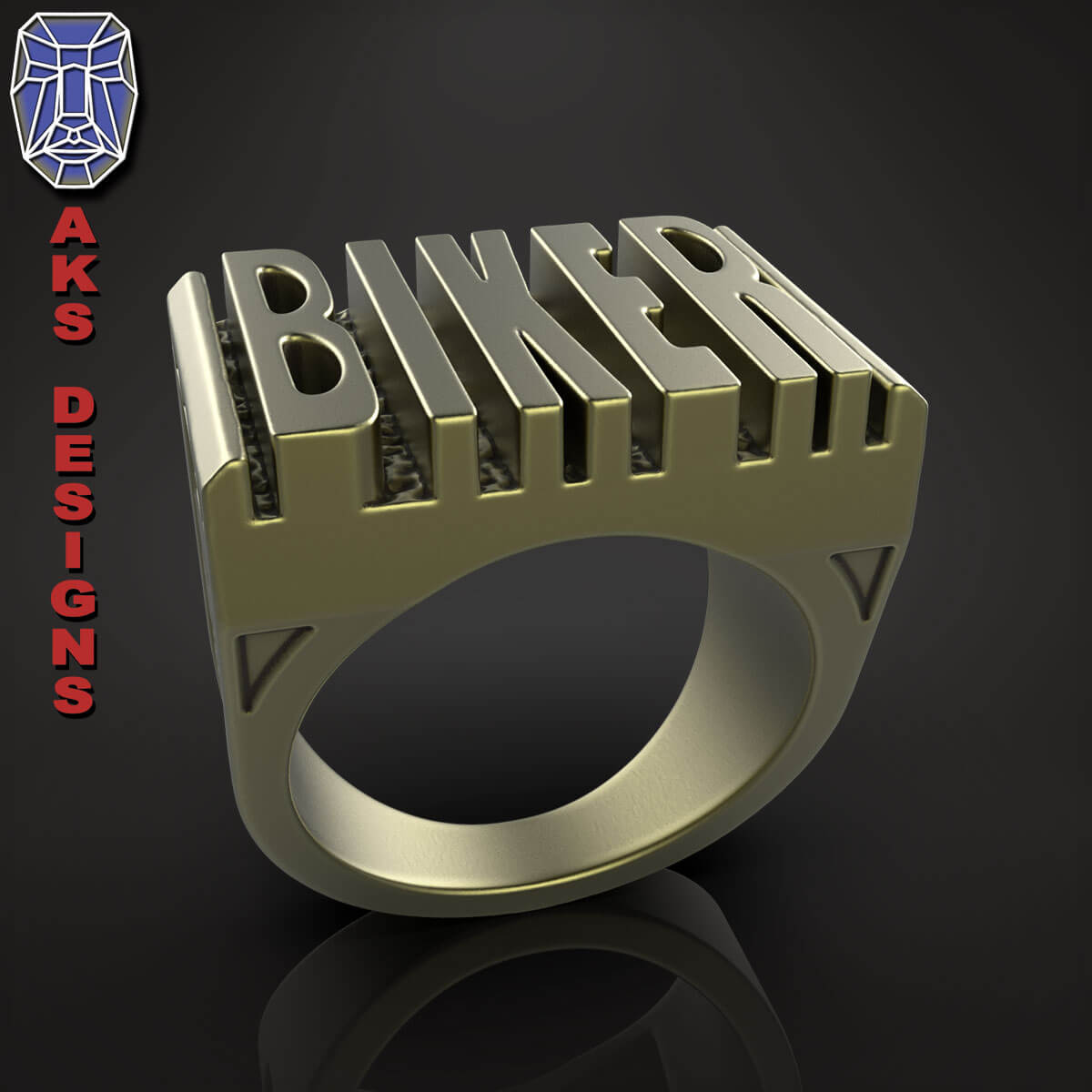Biker Ring 1 - 3D Print Model by AKS designs