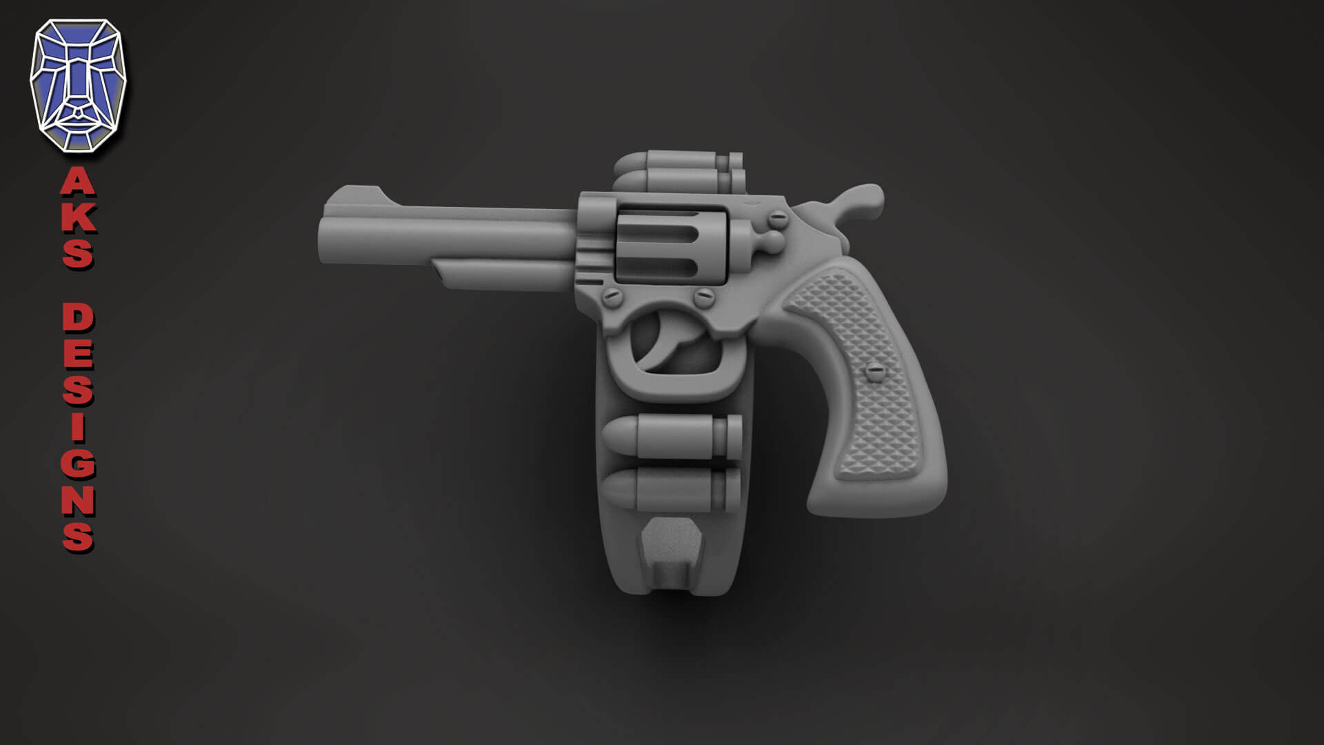 Biker Ring Jewelry Pistol V177 3D Print Stl File by AKS designs