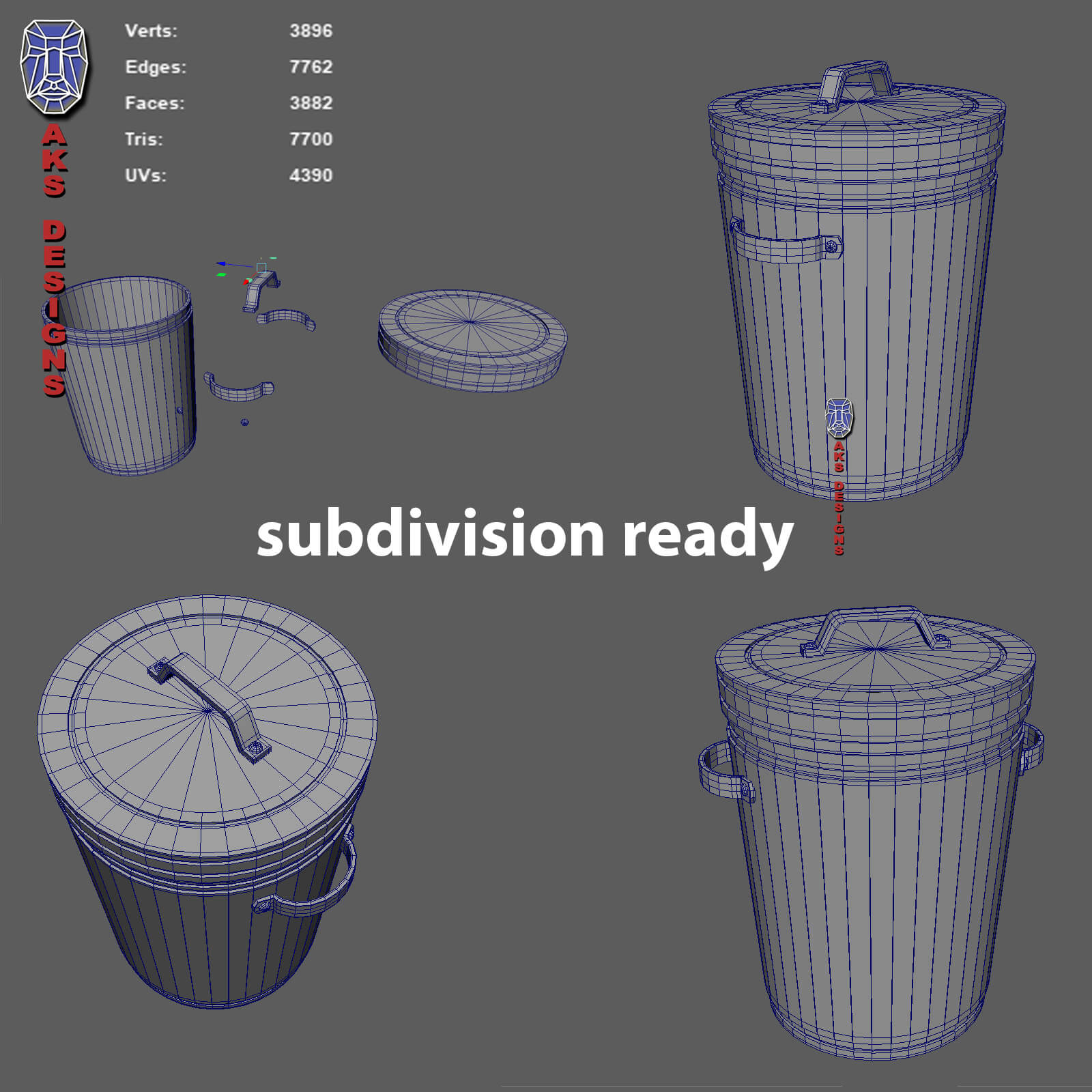 Cartoon Dustbin V1 - 3D Model by AKS designs
