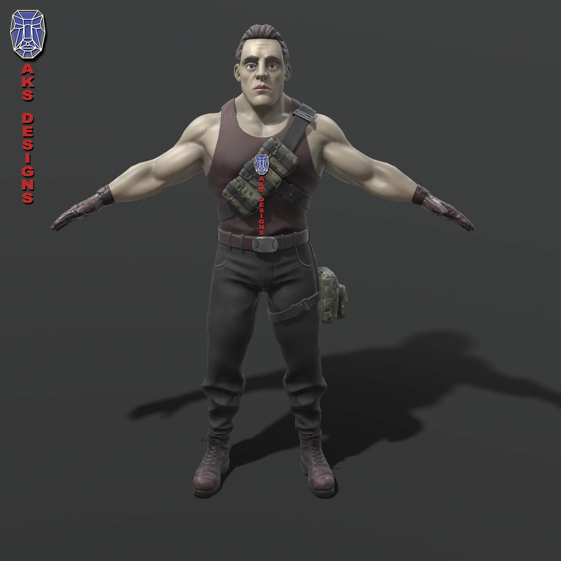 Cartoon Stylized Army Soldier Game Ready - 3D Model by AKS designs