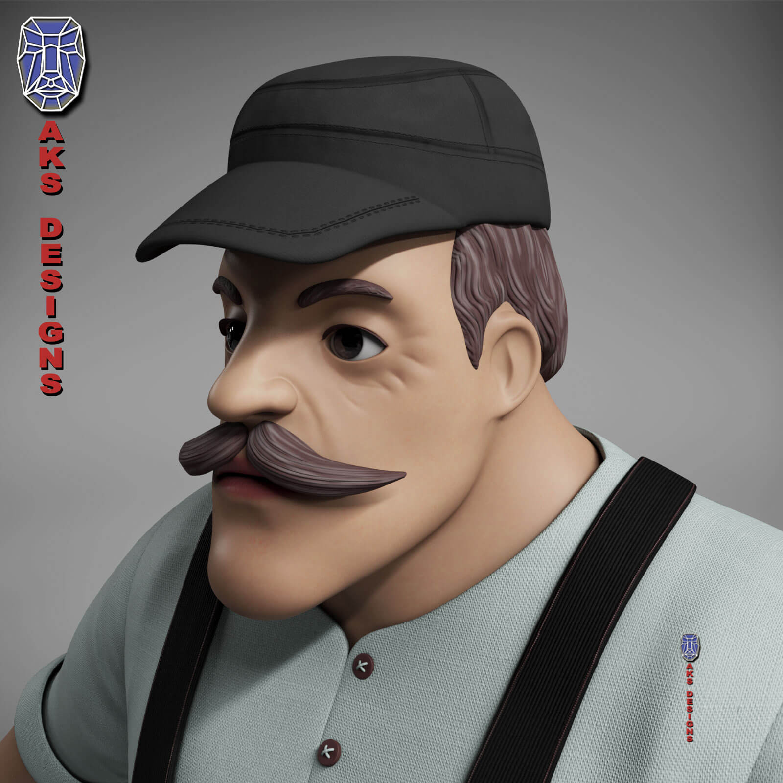 Cartoon Stylized Old Men Character 3 - 3D Model by AKS designs