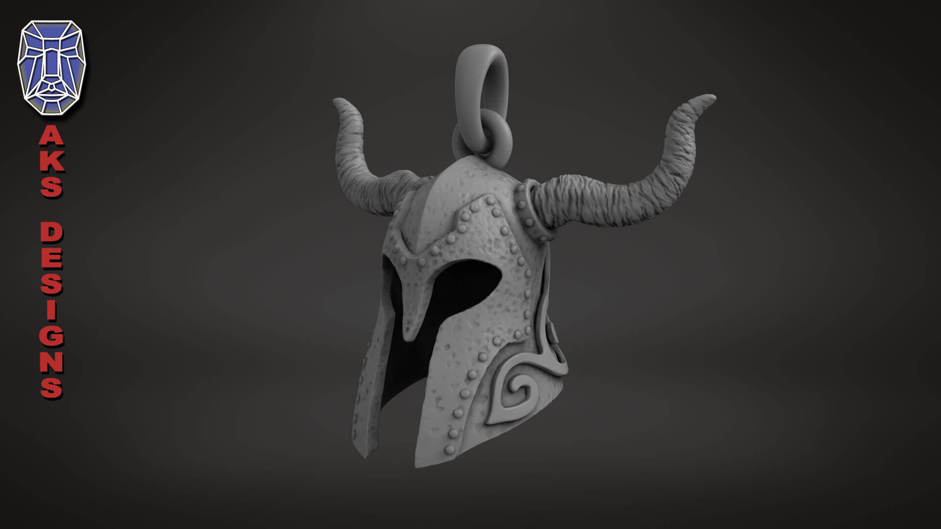 Pendant Jewelry Viking Skyrim Helmet V176 3D Print File by AKS designs