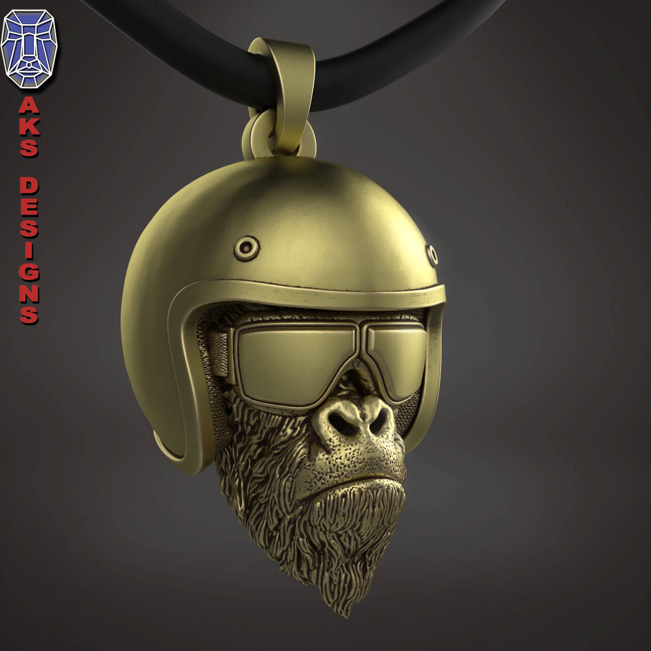 Pendant Jewelery Biker Guerilla 2 - 3D Print Model by AKS designs