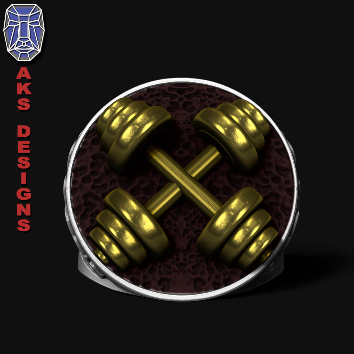 Ring Jewelery Mens Dumbbell V157 - 3D Model by AKS designs