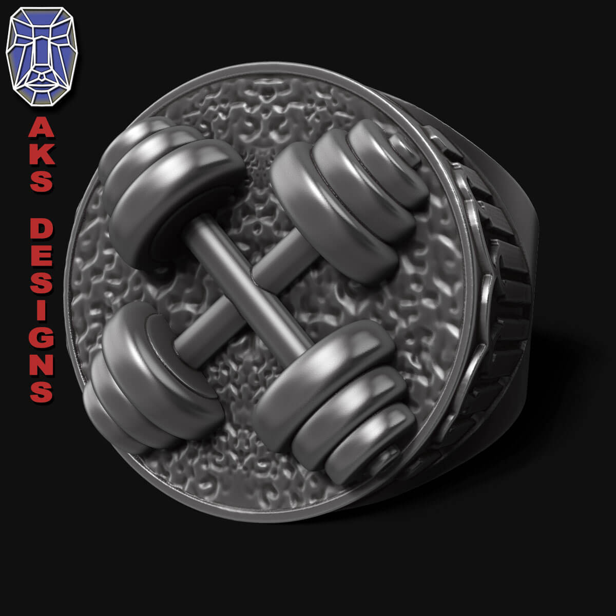 Ring Jewelery Mens Dumbbell V157 - 3D Model by AKS designs