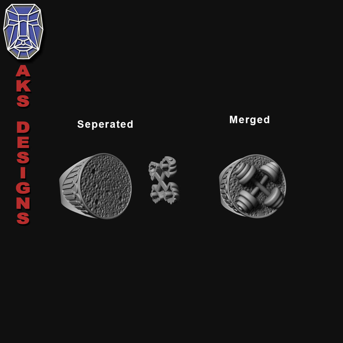 Ring Jewelery Mens Dumbbell V157 - 3D Model by AKS designs