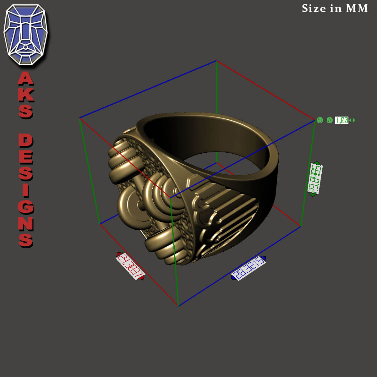 Ring Jewelery Mens Dumbbell V157 - 3D Model by AKS designs